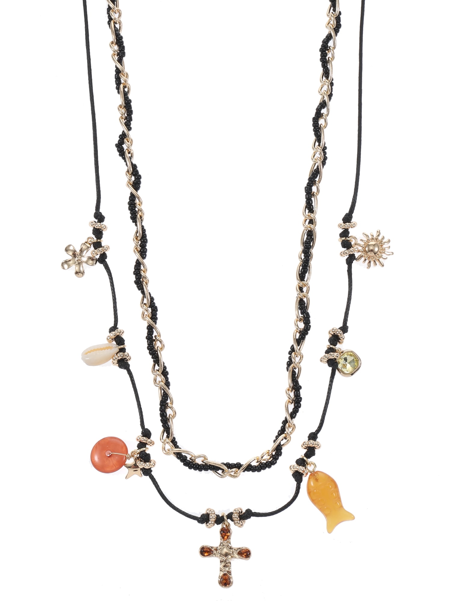 No Boundaries 2pc Layered Shell Necklace Set - Walmart.com