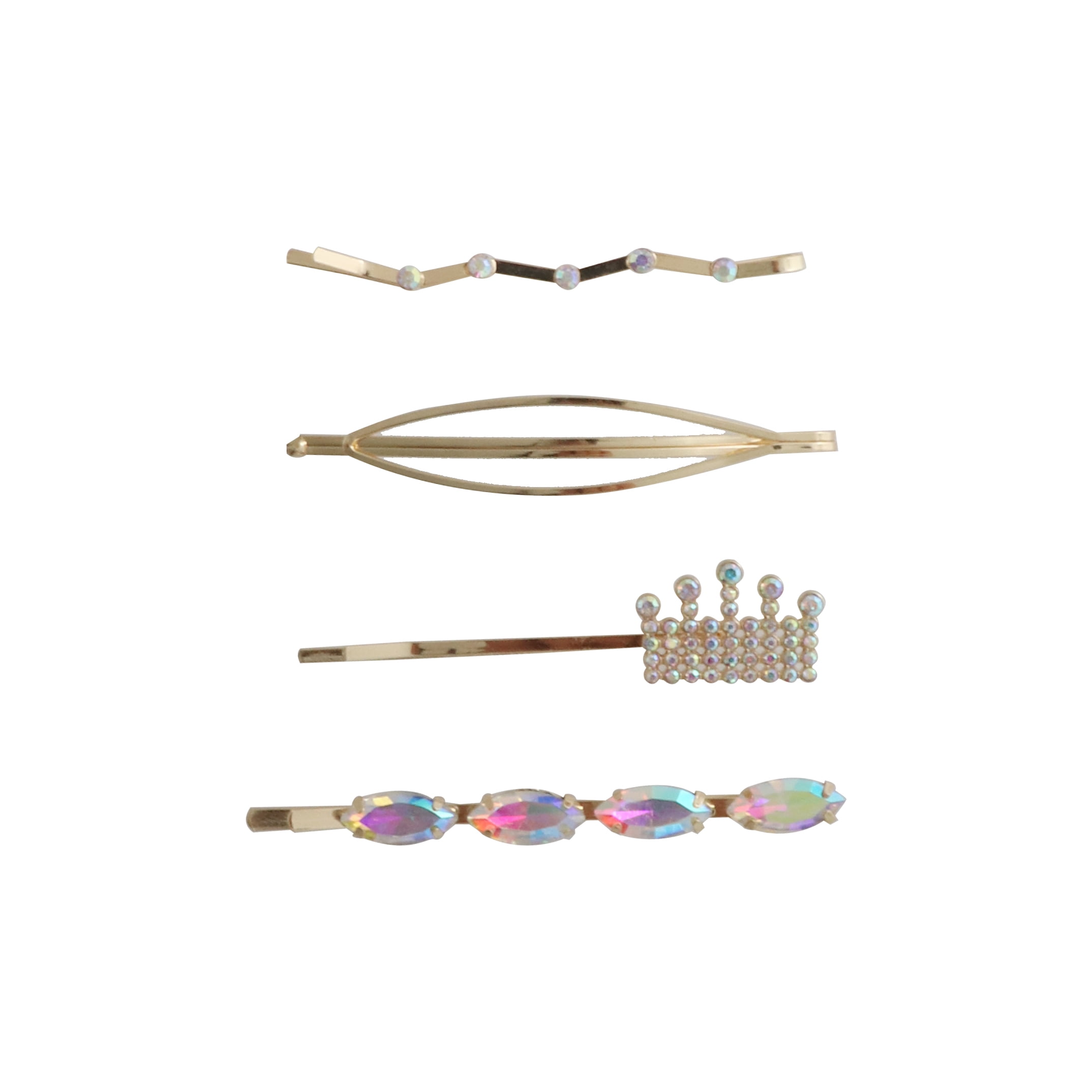 No Boundaries 4 Piece Gold Tone Crown Bobby Pin Set - Walmart.com