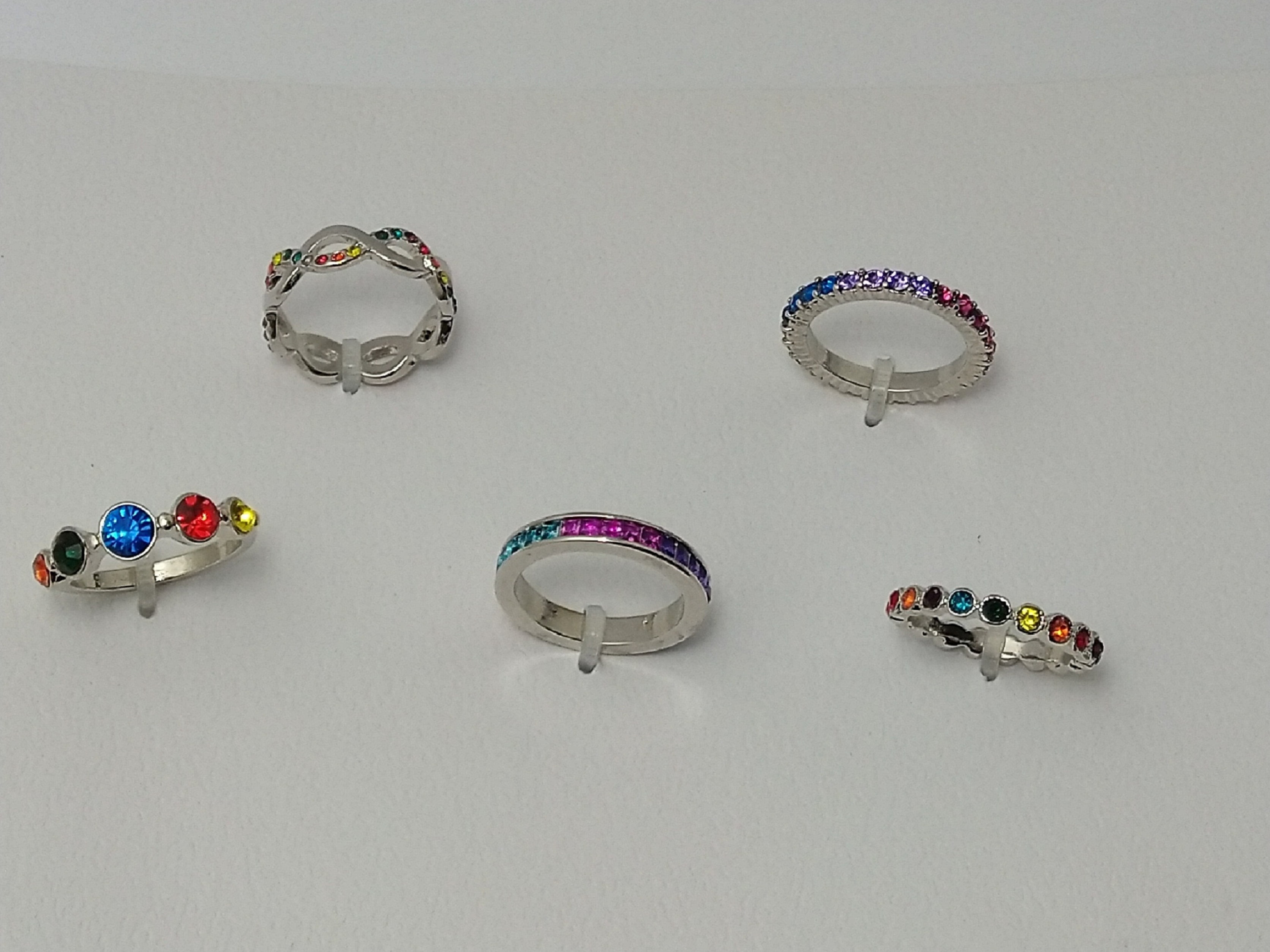 No Boundaries 5 Pk Rnbw Thme Wht Mtl Rings - Walmart.com