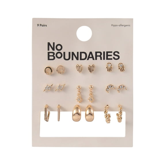 No Boundaries Gold-Tone Multi Earrings Set with Faux Stone and Charm Accents Women - Walmart.com