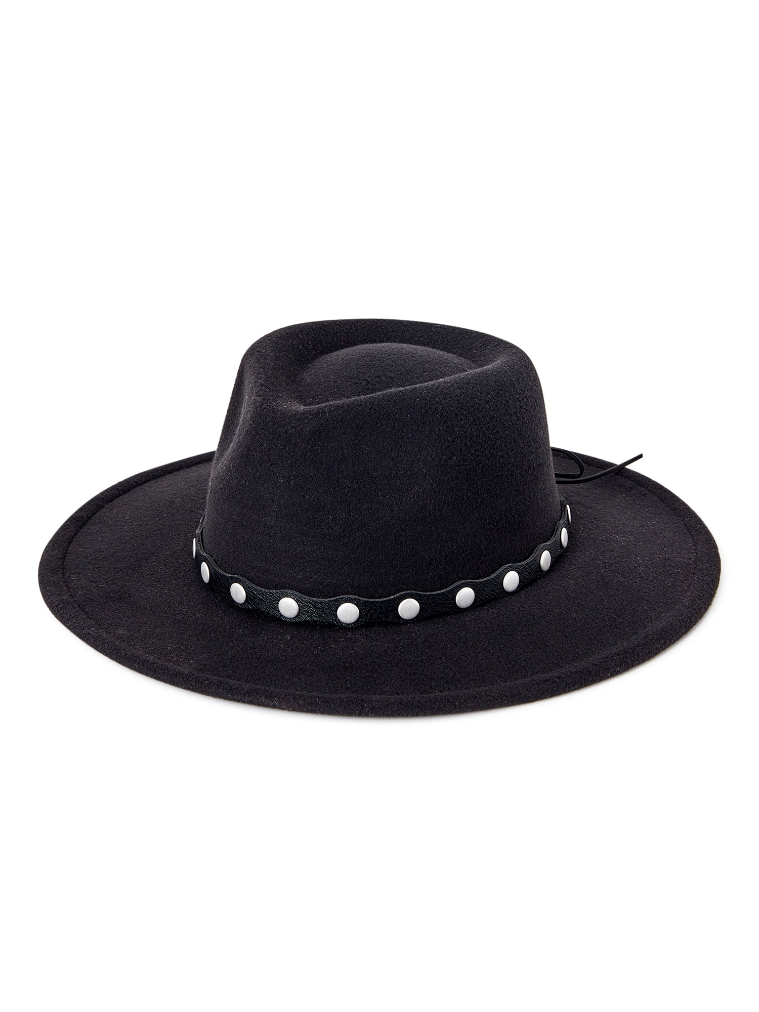 No Boundaries Adult Women's Black Studded Band Fedora - Walmart.com