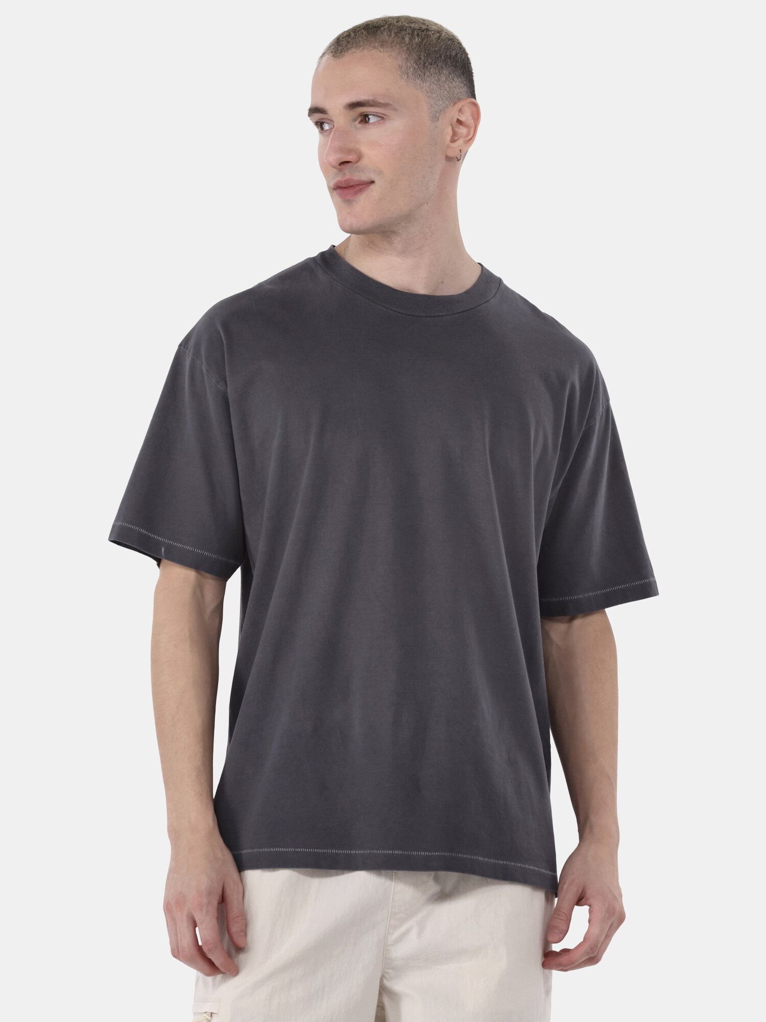 No Boundaries All Gender Cotton Oversize Tee with Short Sleeves, Men's ...