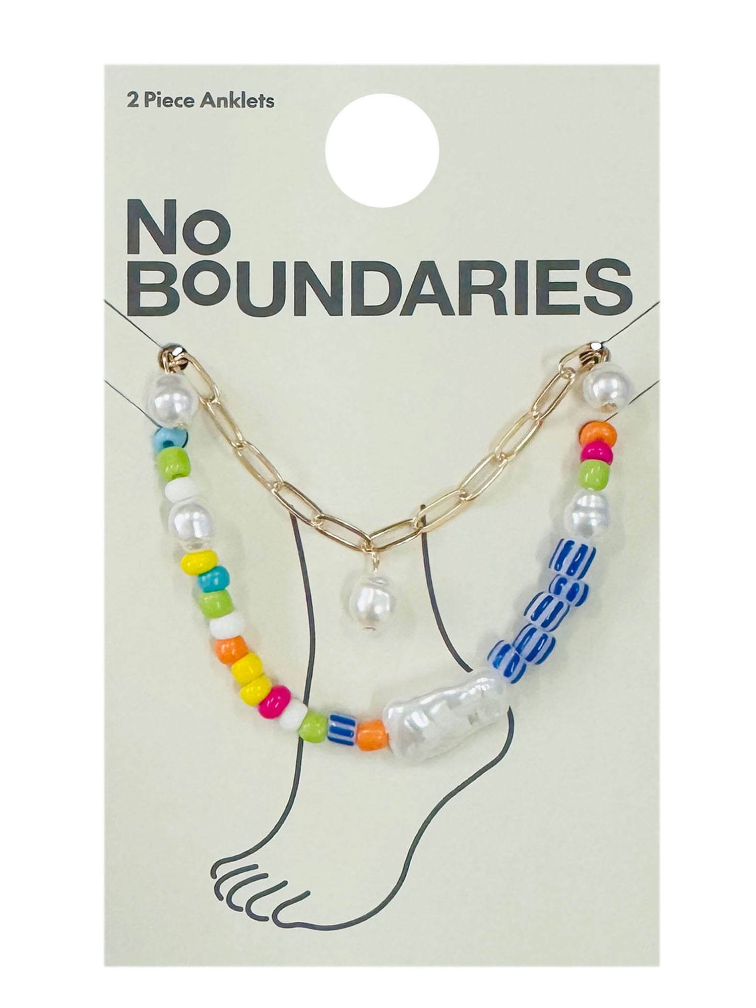 No Boundaries Gold Plated Anklets with Multi Colored Beads for Female ...