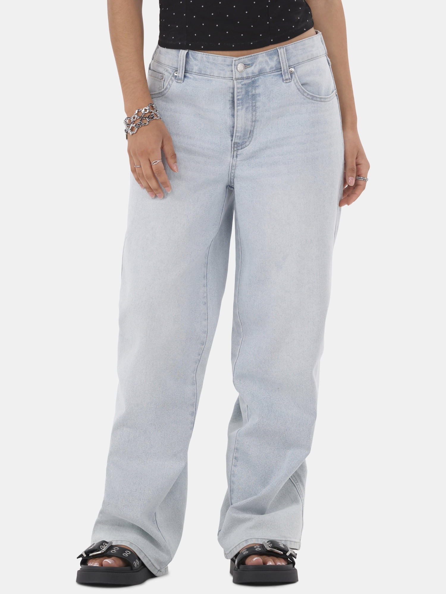 No Boundaries Baggy Wide Leg Jeans, Women's and Women's Plus - Walmart.com