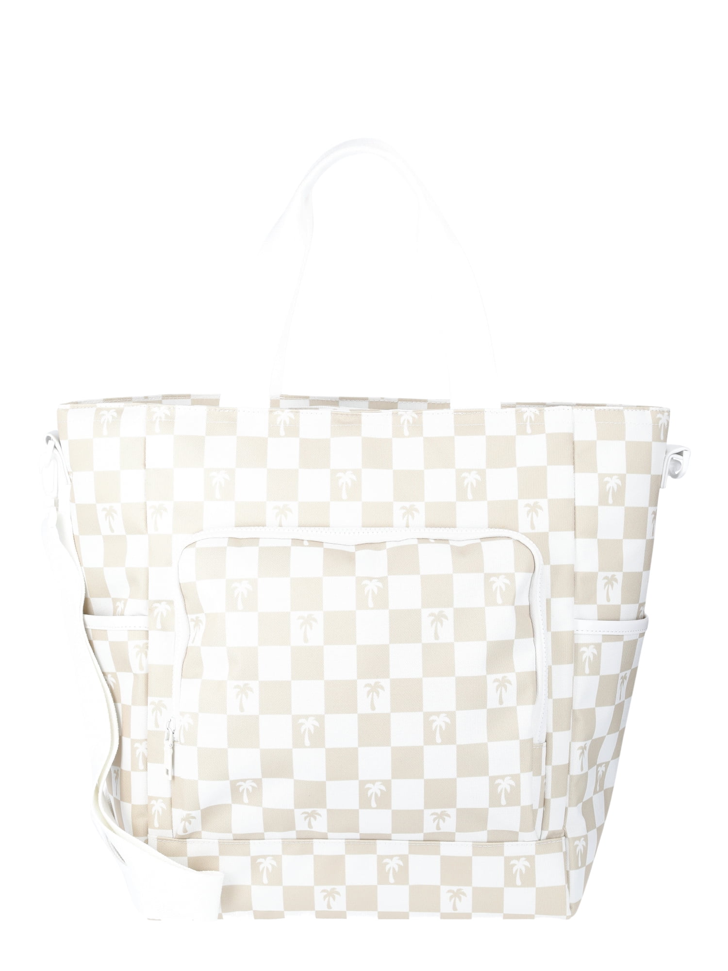No Boundaries Beach Cooler Tote Bag, Natural Palm Check, Women’s ...