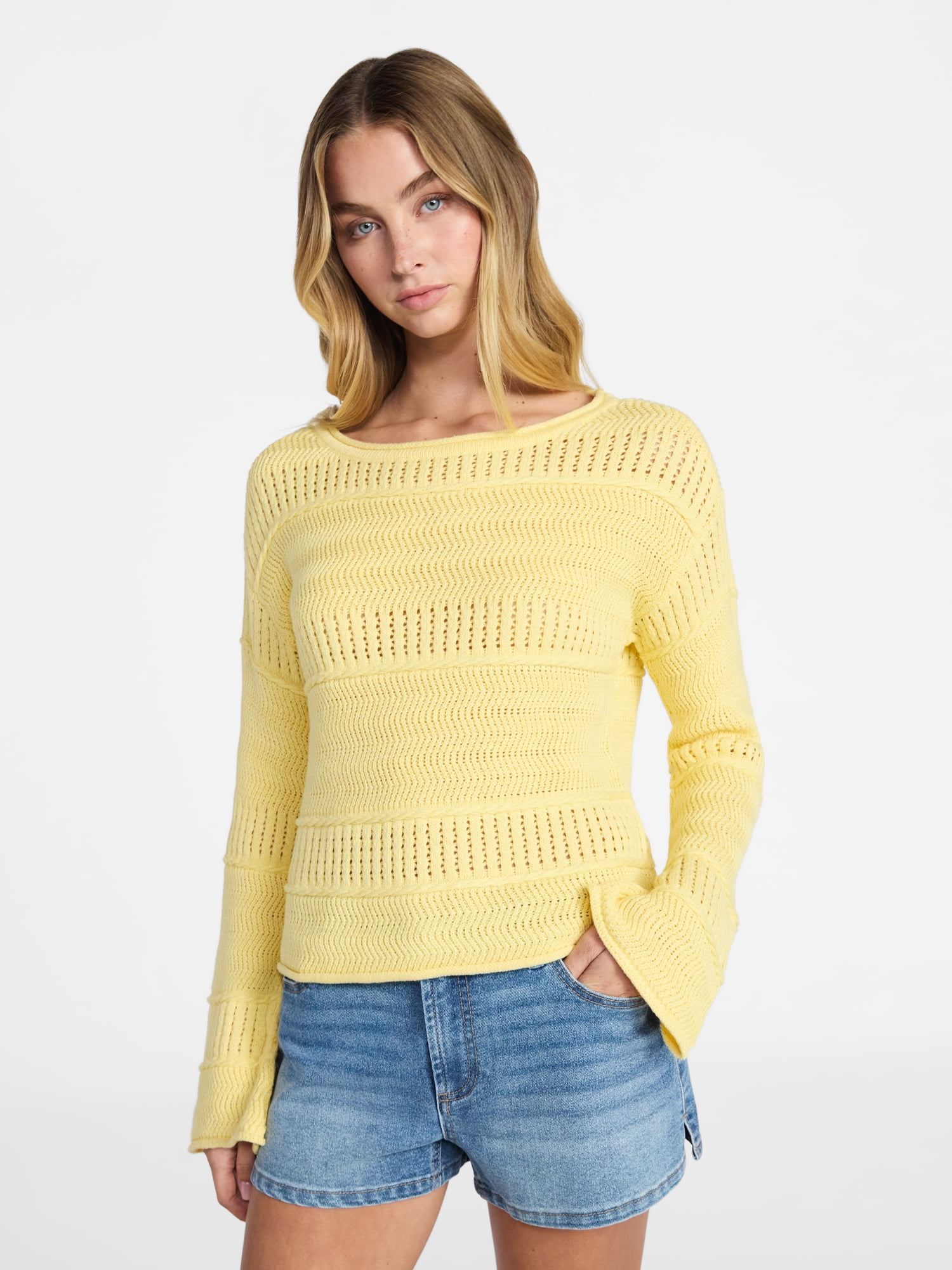 No Boundaries Boat Neck Pullover Sweater, Midweight, Women's XXS-XXL ...