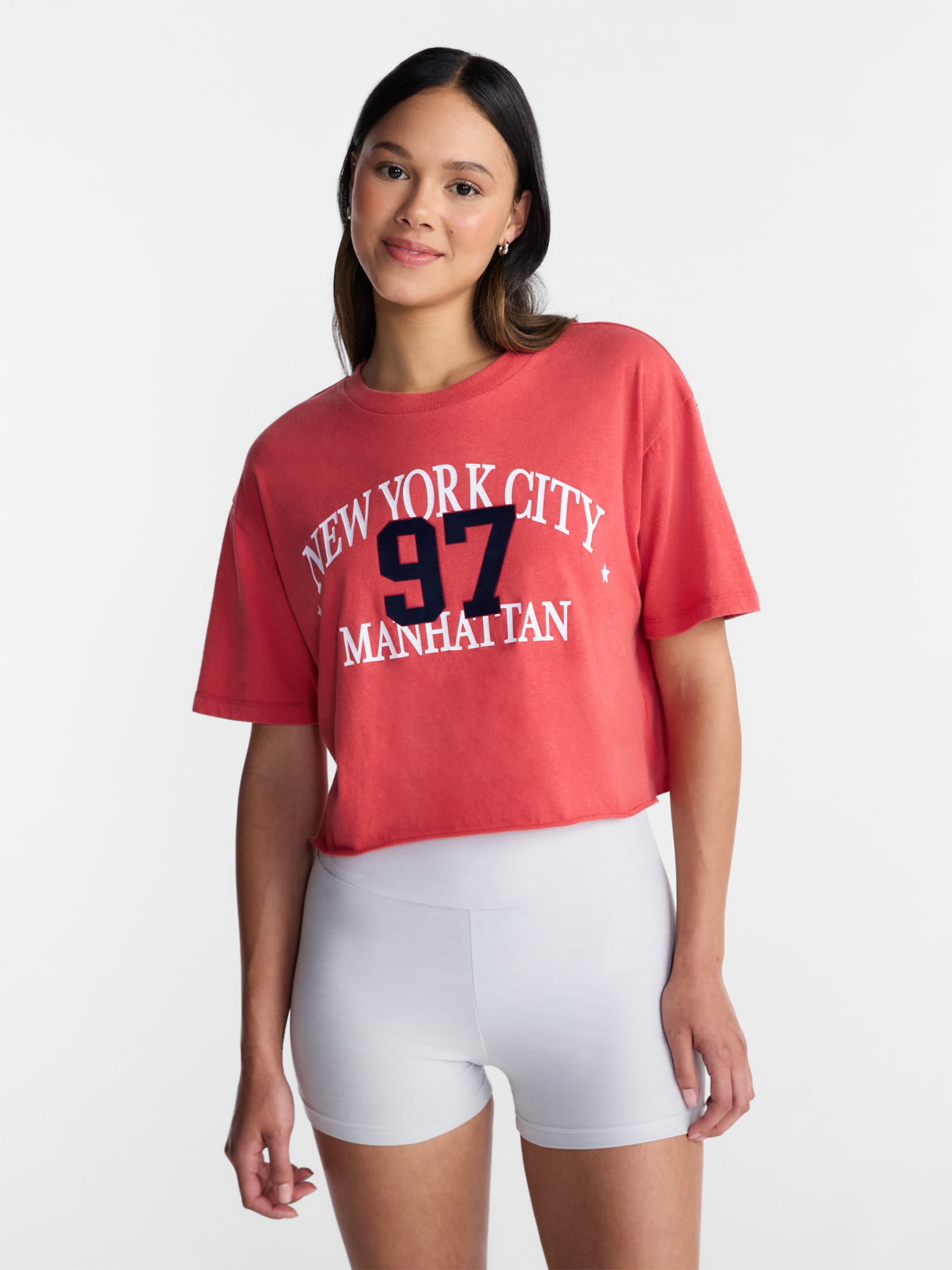 No Boundaries Boxy Cropped Graphic Tee, Women's and Women's Plus XXS-4X ...