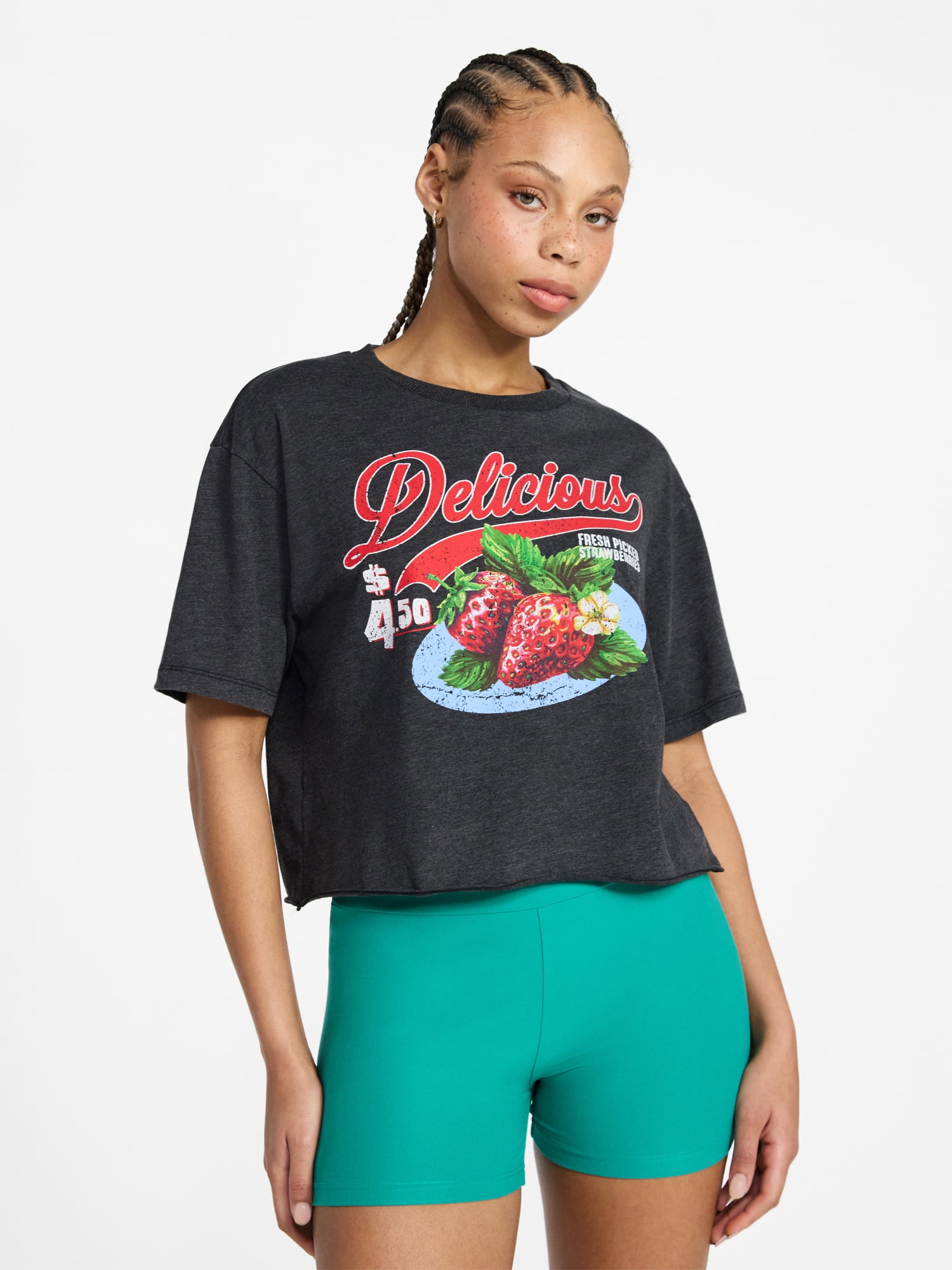 No Boundaries Boxy Cropped Graphic Tee, Women's XXS-XXL - Walmart.com