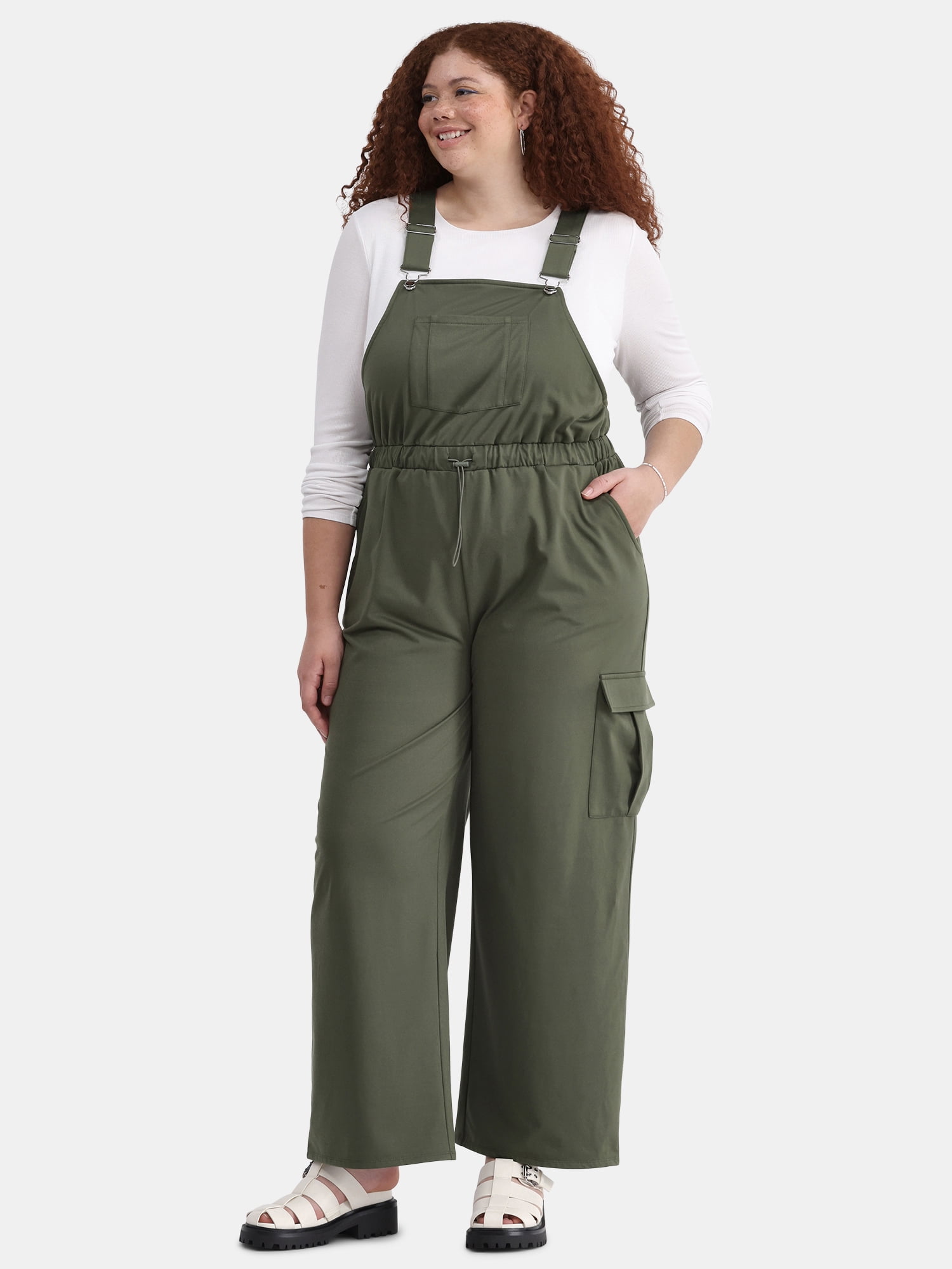 No Boundaries Bungee Overalls - women's Plus Size Pocket Overalls ...