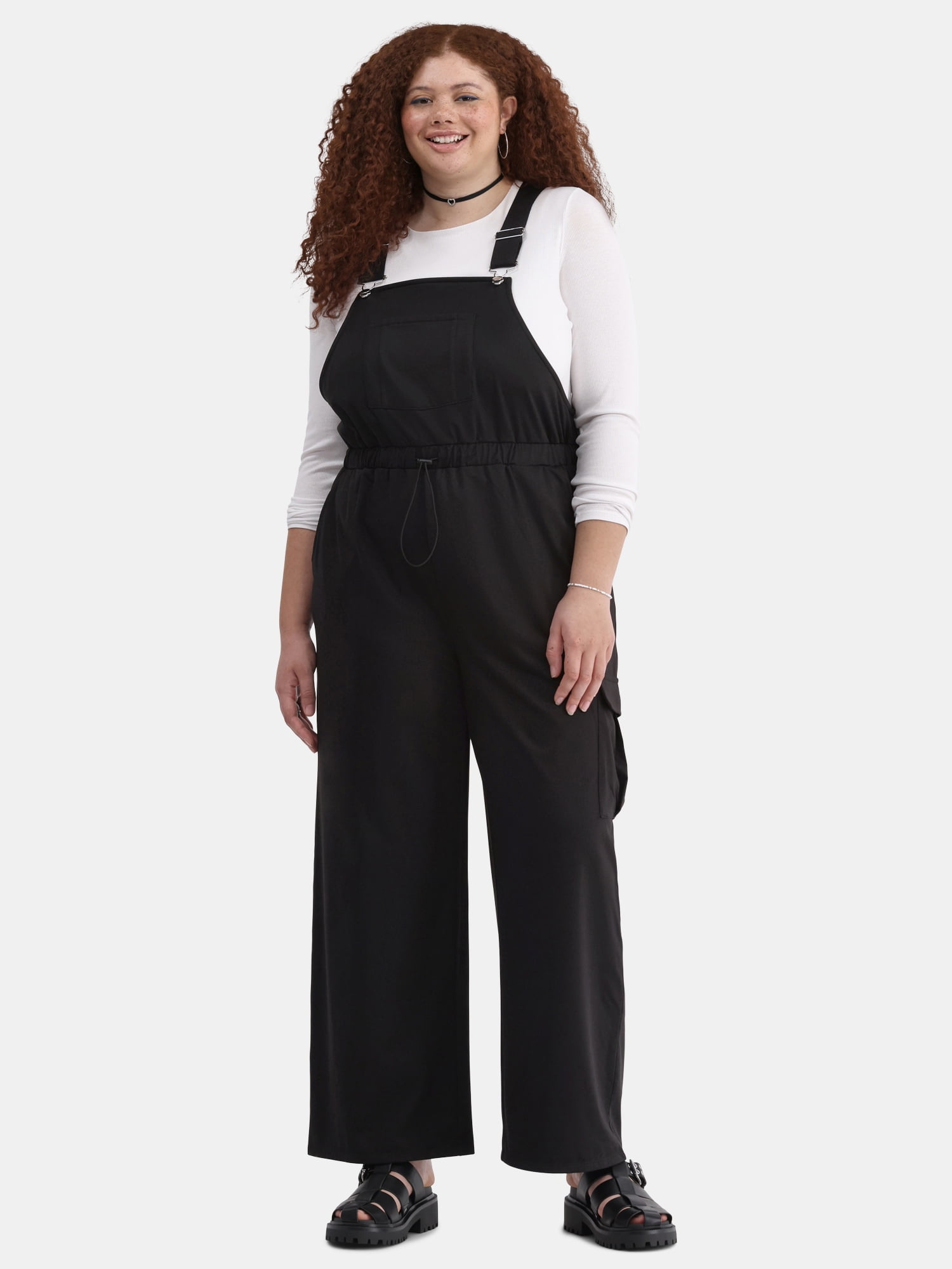 No Boundaries Bungee Overalls with Cargo Pocket, Women's Plus - Walmart.com