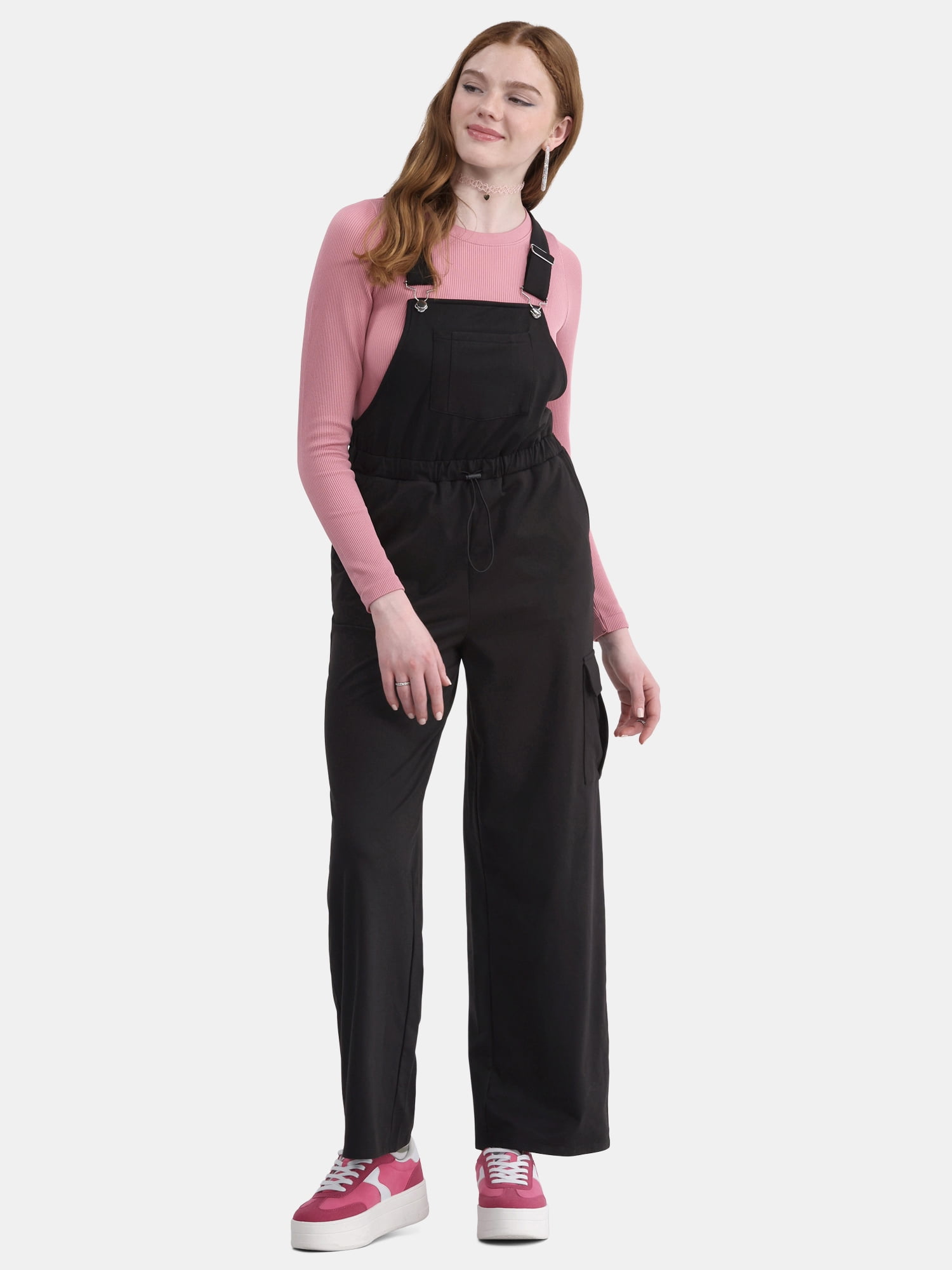 No Boundaries Bungee Waist Overalls, Women's - Walmart.com
