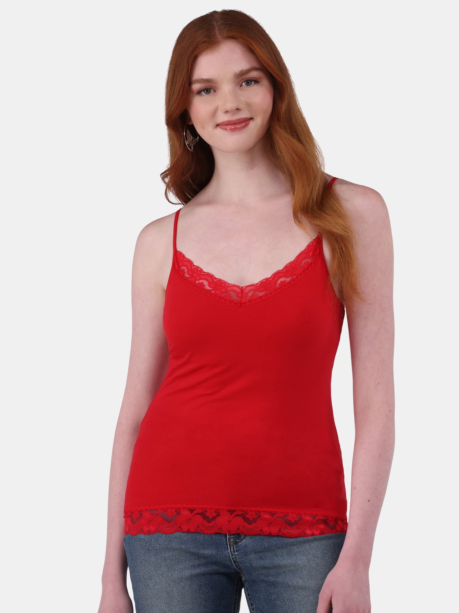 No Boundaries Lace Cami with Built-in Bra - Walmart.com