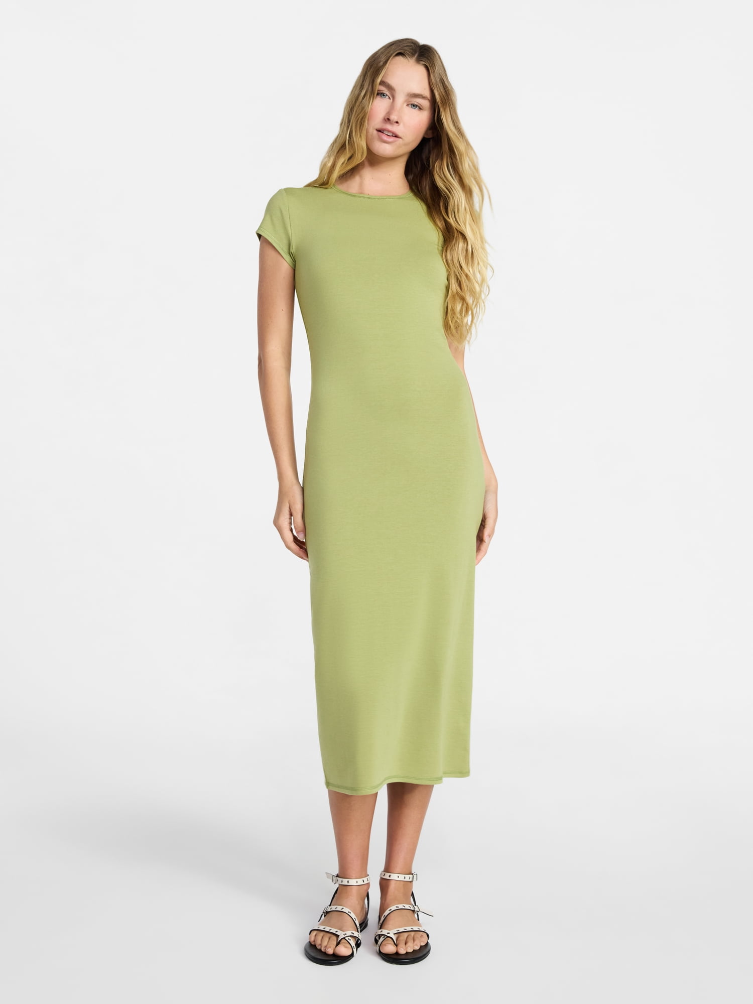 No Boundaries Midi Dress with Cap Sleeves, Women's & Women's Plus Sizes ...