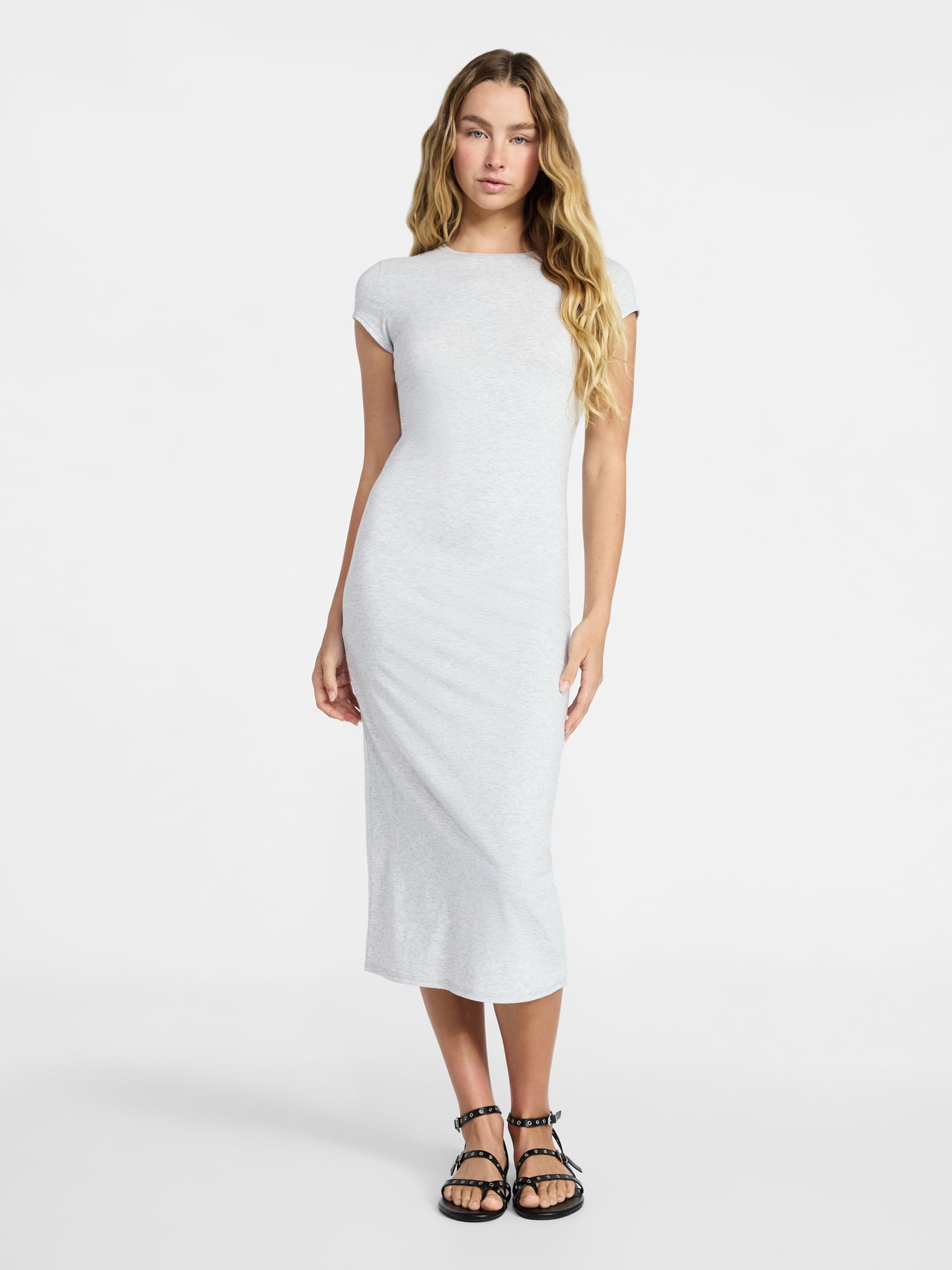 No Boundaries Midi Dress with Cap Sleeves, Women's & Women's Plus Sizes ...