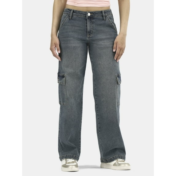 No Boundaries Cargo Slouchy Straight Leg Jeans 32 Inseam Women's Plus ...