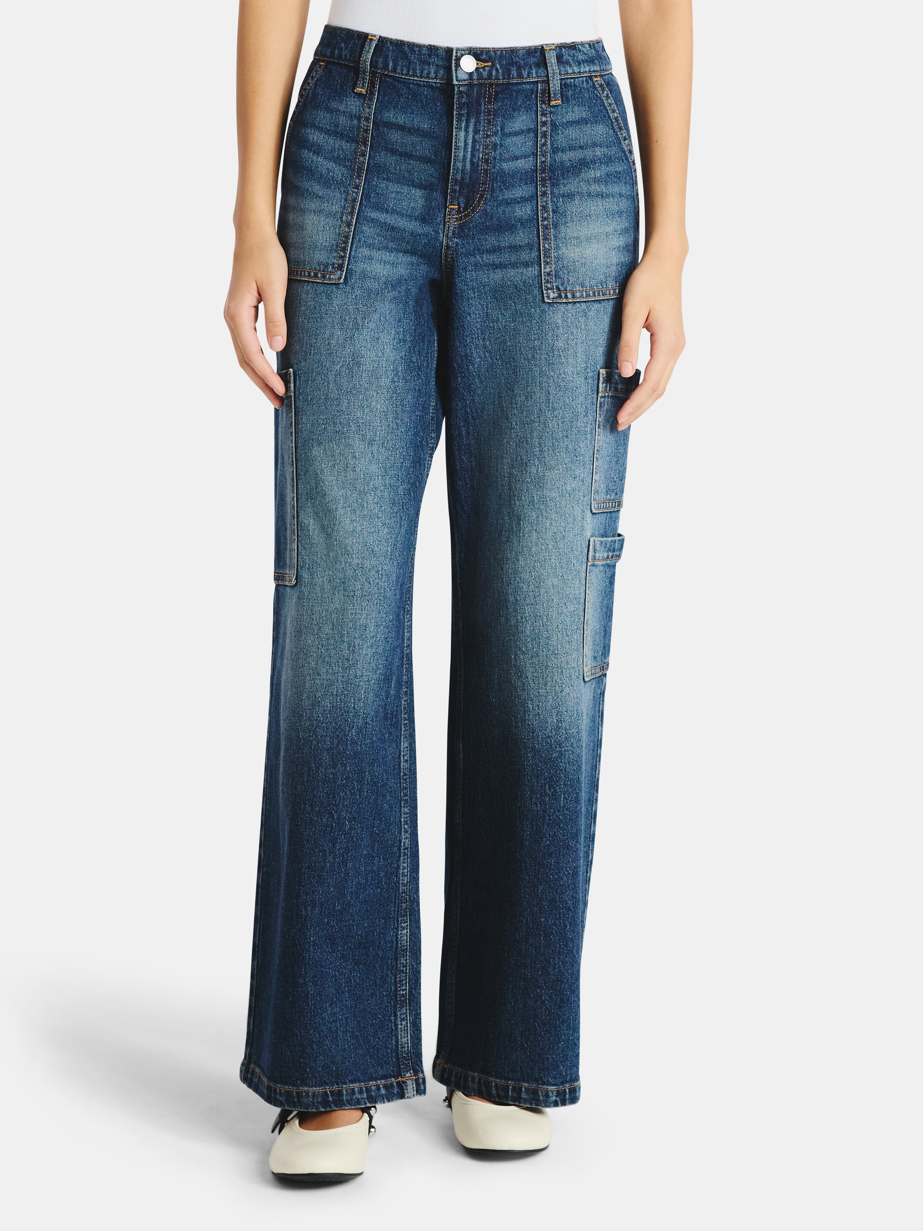 No Boundaries Wide Leg Cargo Pants, 31.5'' Inseam, Women's and Women's ...