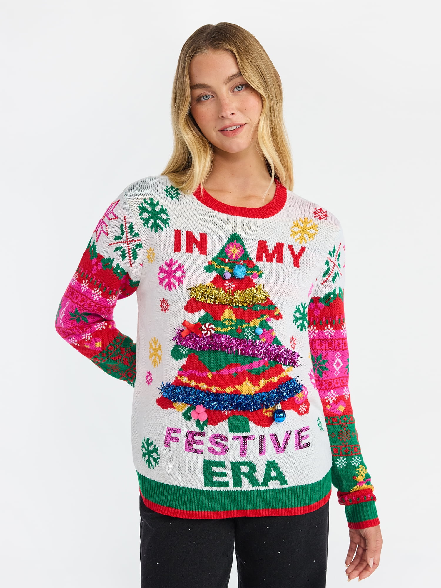 No Boundaries Christmas Sweater, Lightweight, Women's - Walmart.com