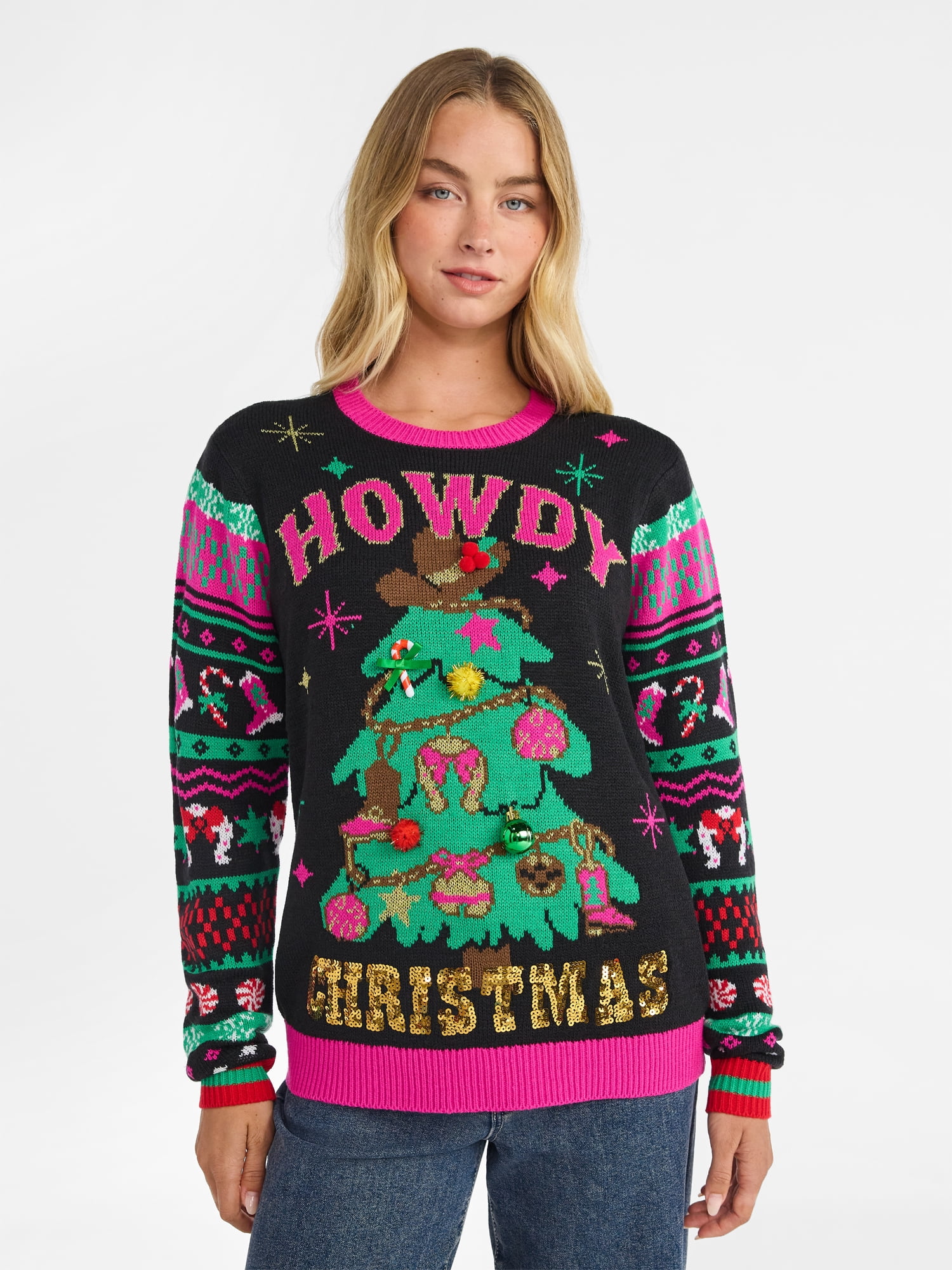 No Boundaries Christmas Sweater, Lightweight, Women's - Walmart.com