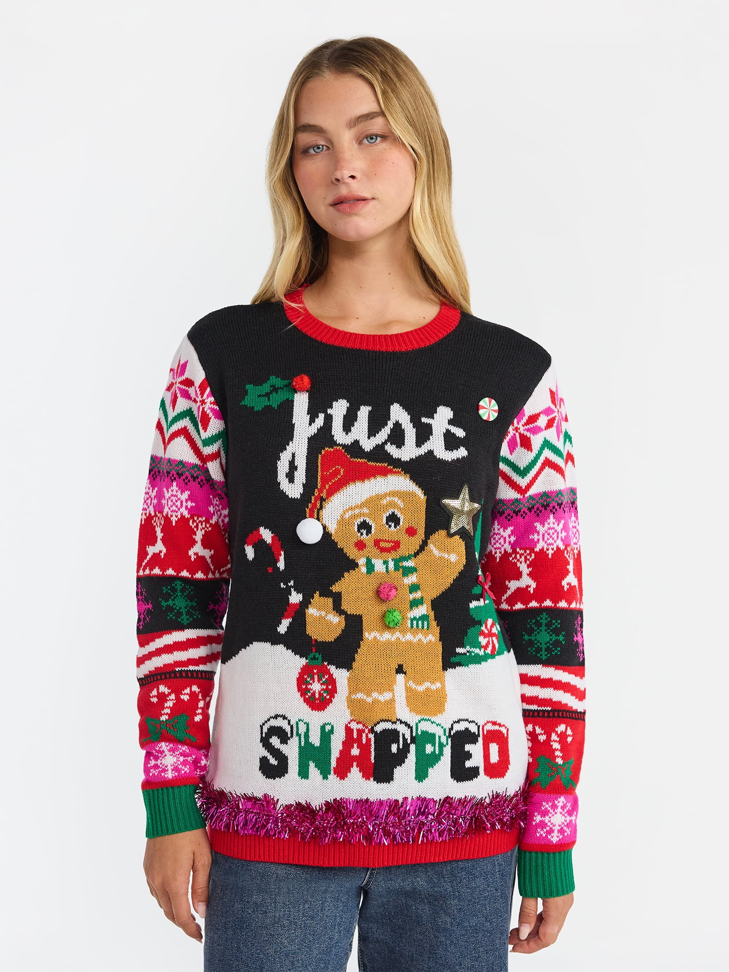 No Boundaries Christmas Sweater, Lightweight, Women's - Walmart ...