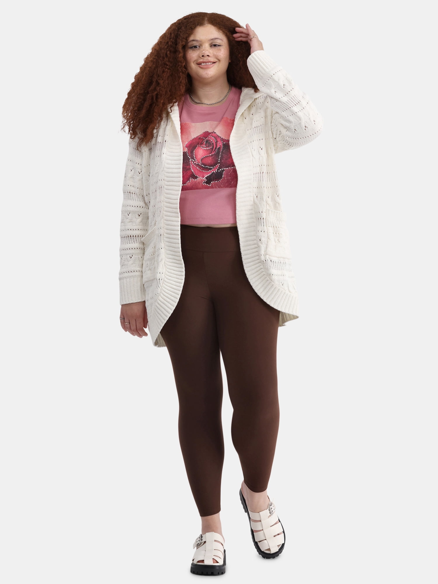 No Boundaries Hooded Cocoon Cardigan, Midweight, Women's & Women's Plus ...