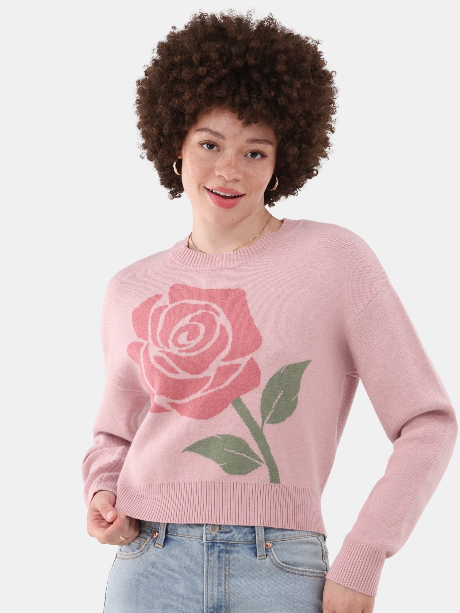 No Boundaries Jacquard Pullover Sweater, Midweight, Women’s Plus ...