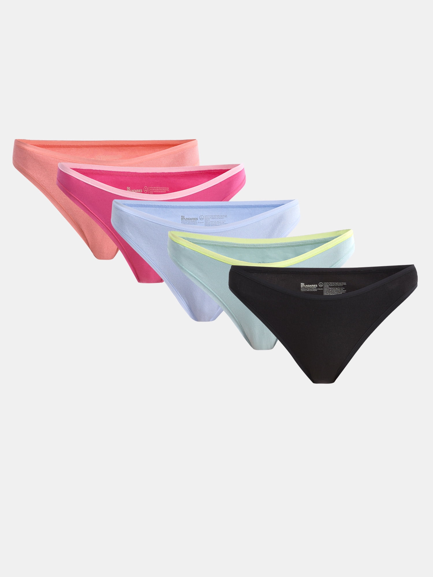 No Boundaries Cotton Bikini Panties 5-Pack Women’s Plus Moderate Fit ...