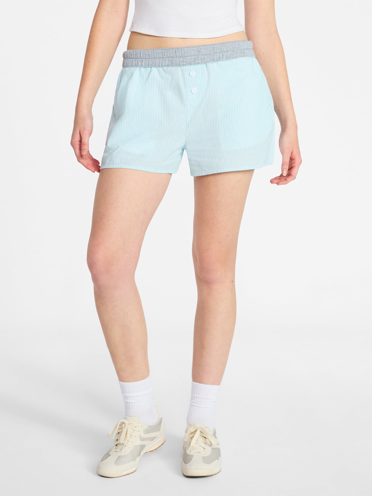 No Boundaries Cotton Boxer Shorts with Rollover Waist, 3'' Inseam ...