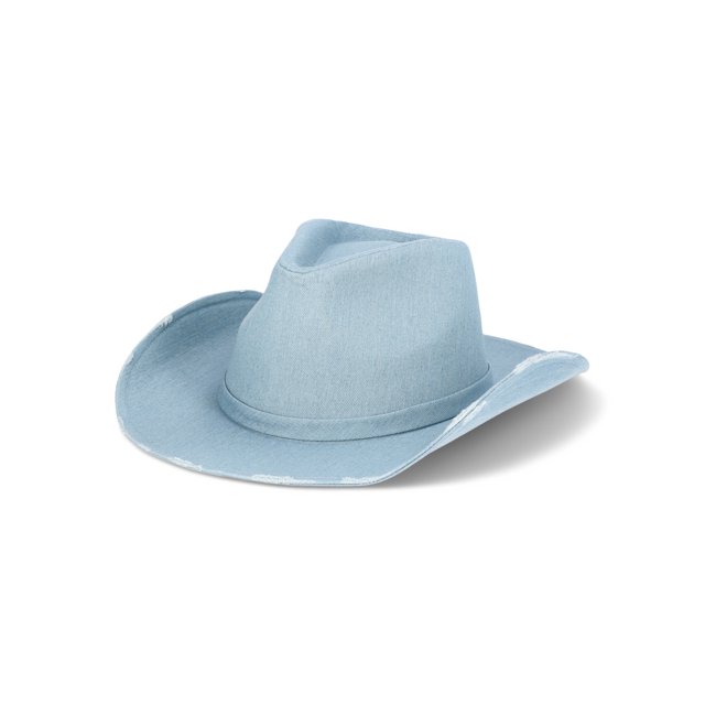 No Boundaries Cotton Distressed Denim Hat, Women's, One Size, Light ...