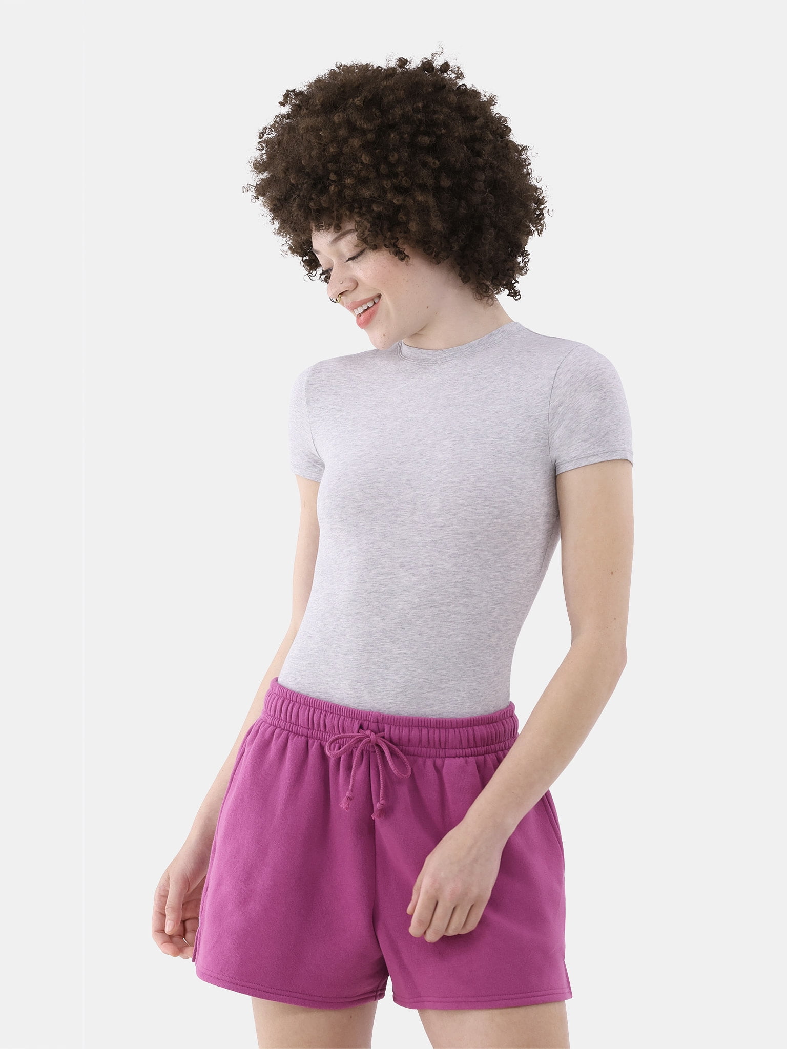 No Boundaries Women's Cotton Jersey T-shirt Bodysuit, Sizes XS-3XL ...