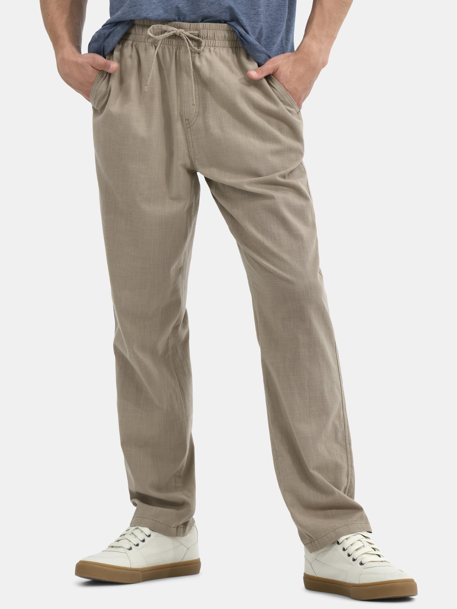 No Boundaries Men's & Big Men's Cotton Slub Pants, 31'' Inseam, Sizes ...