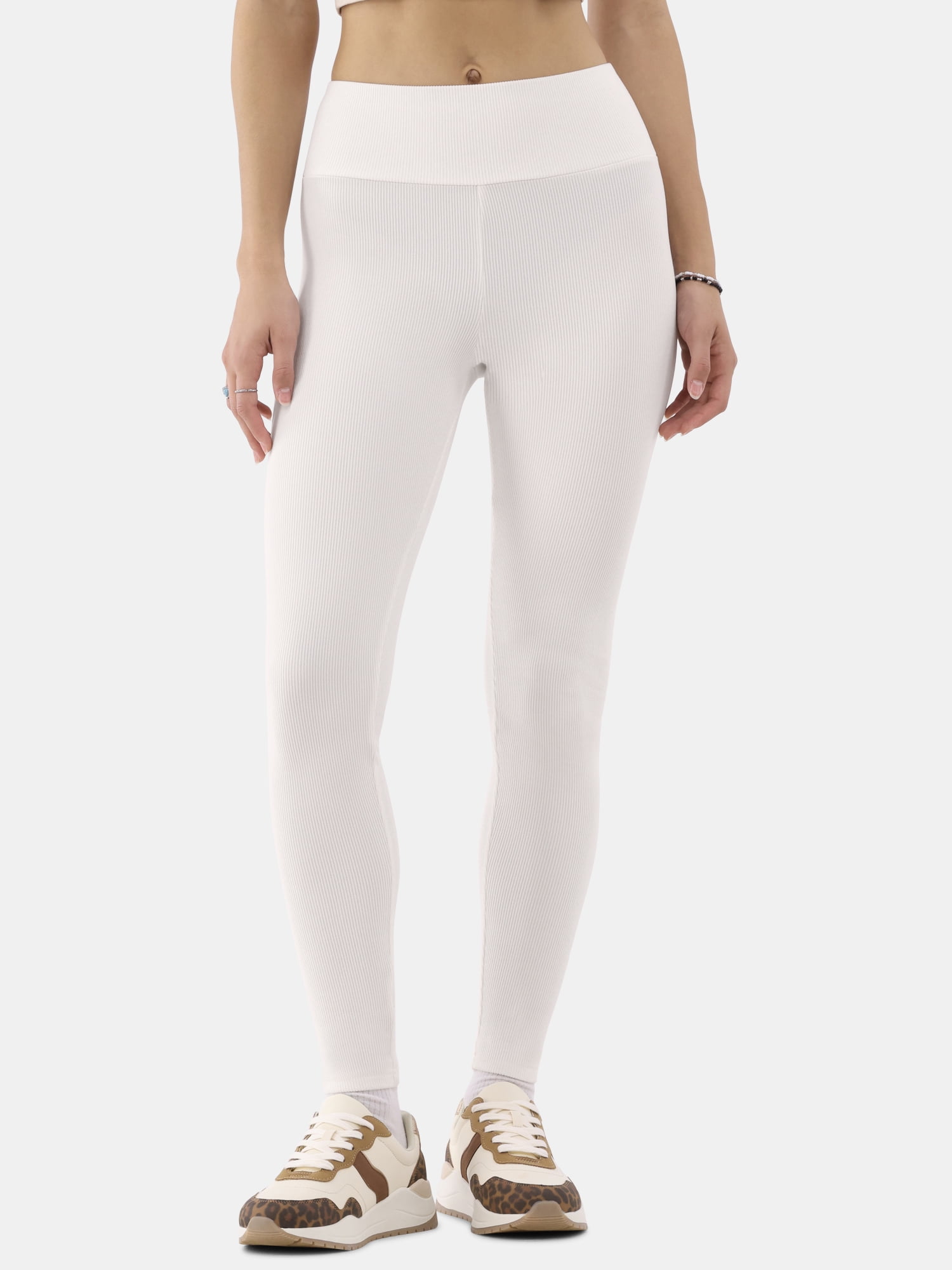 No Boundaries Women's Cozy Ribbed High Waisted Legging, Poly Spandex ...