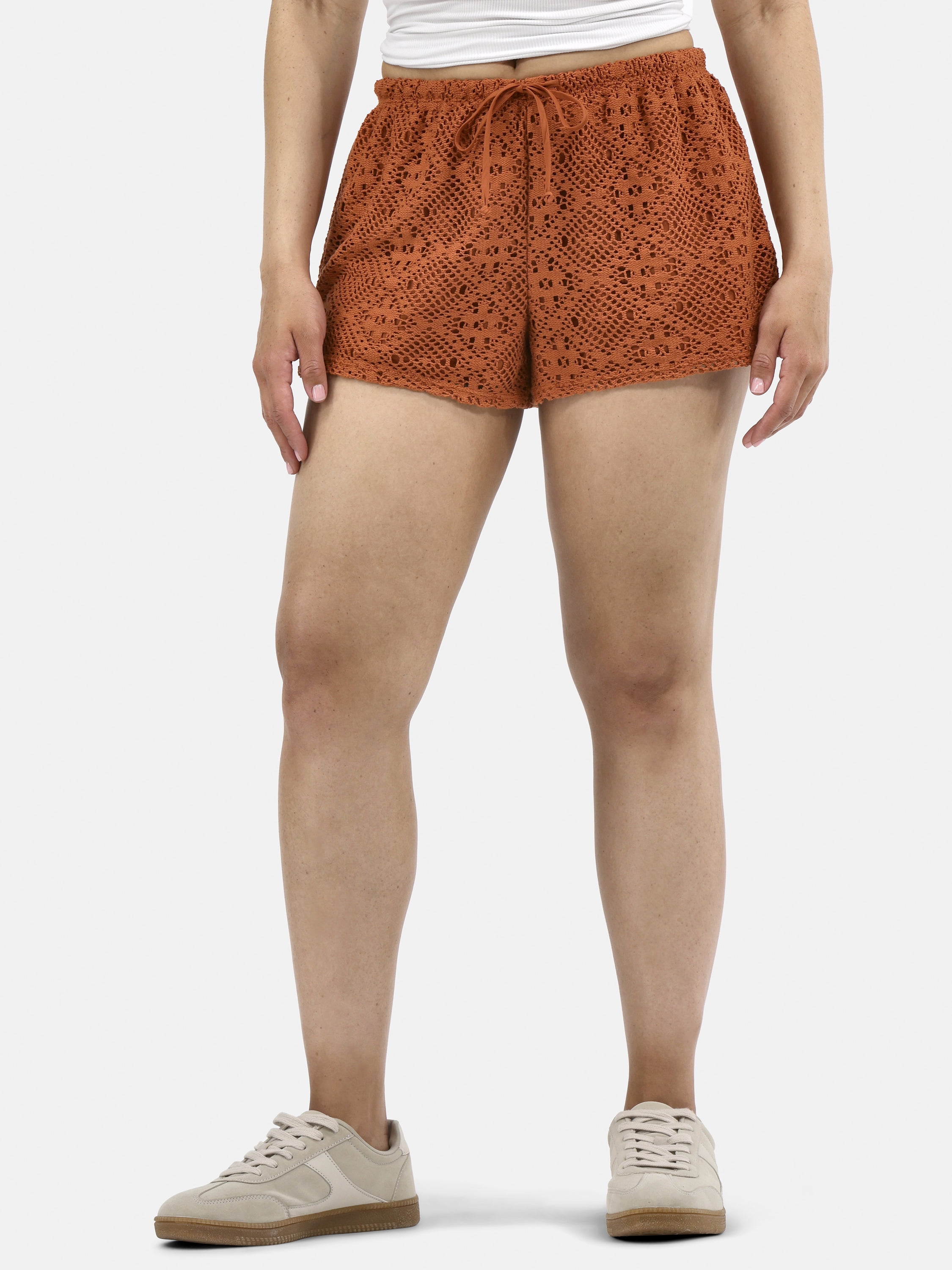 No Boundaries Crochet Drawstring Shorts Women’s 3-Inch Inseam ...