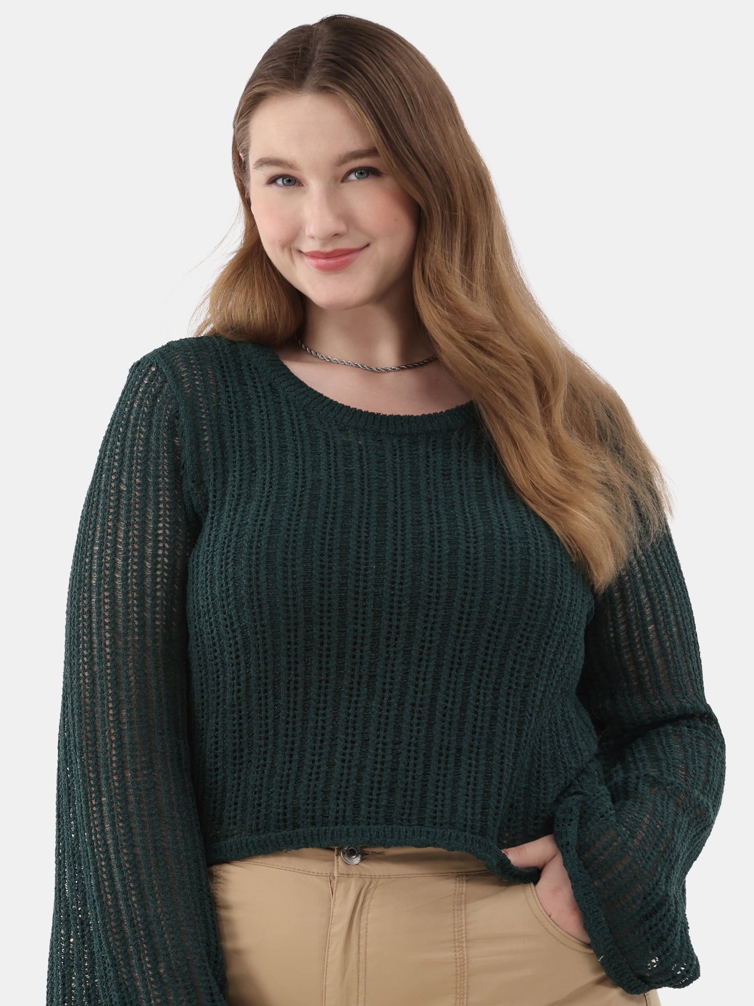 No Boundaries Crochet Sweater and Tank Top Set, 2-Piece, Women's and ...