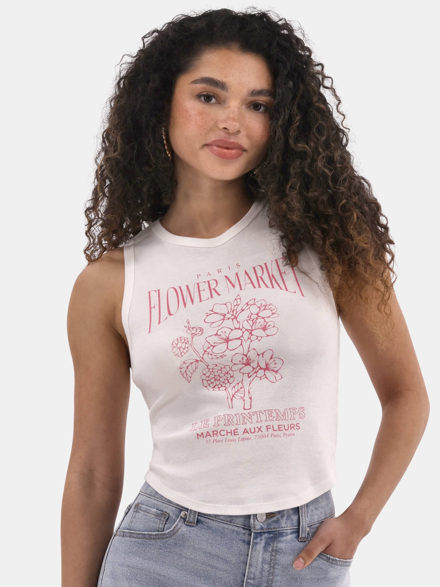 No Boundaries Cropped Graphic Cotton Tank Top, Women's - Walmart.com