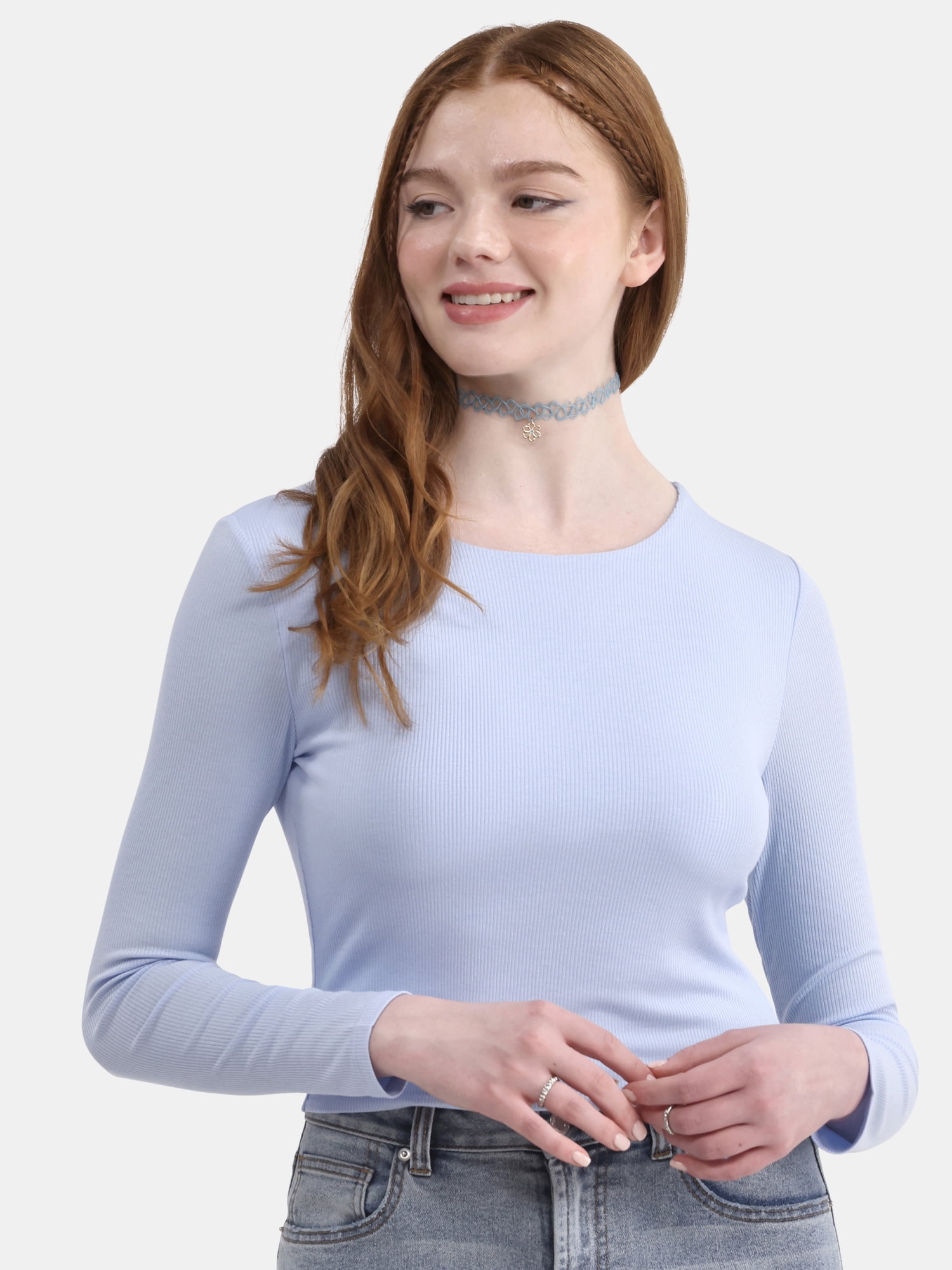 No Boundaries Double Layer Crew Tee, Women's XXS-XXL - Walmart.com