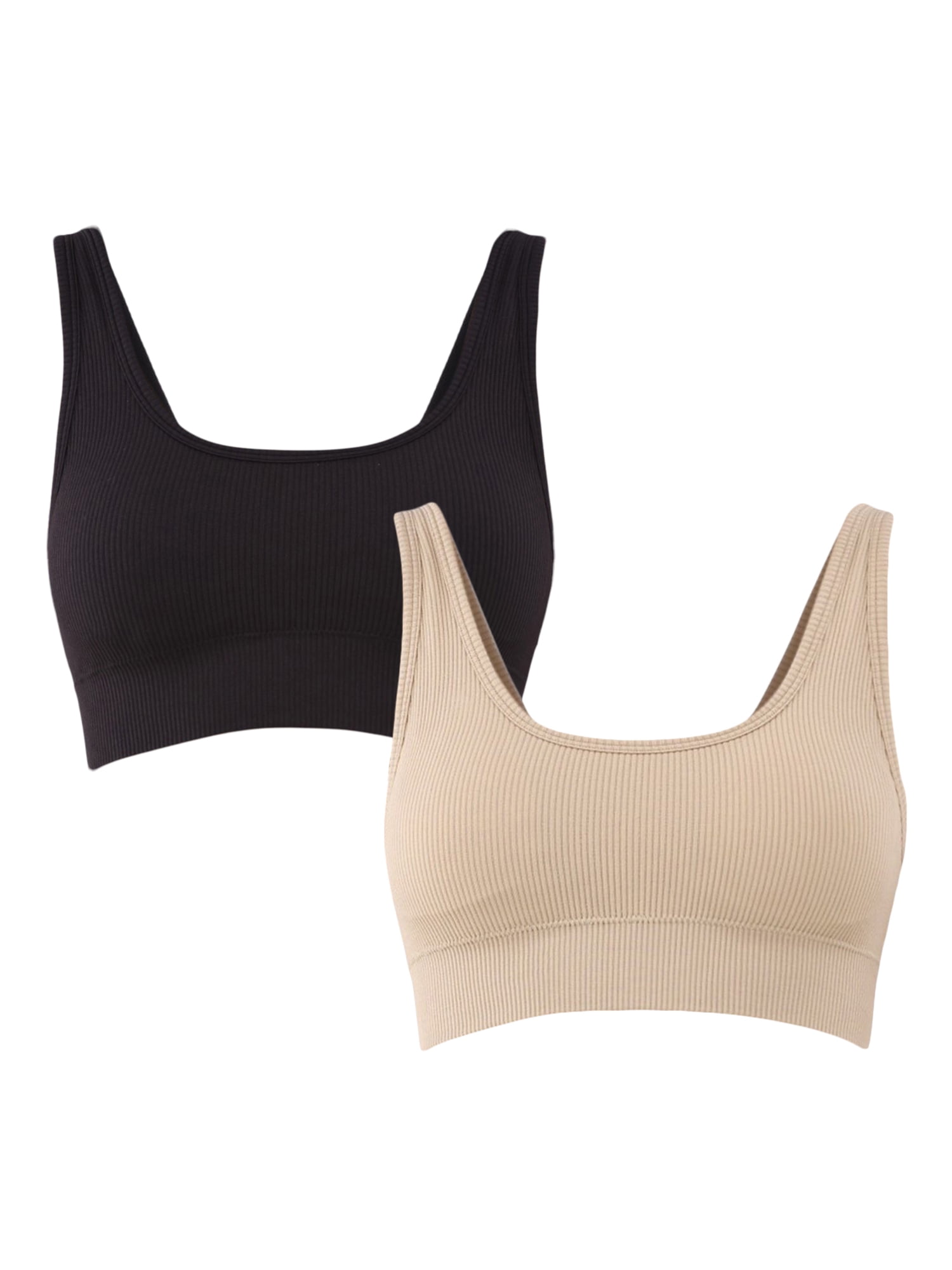 No Boundaries Double Scoop Seamless Bra, 2-Pack, Women’s and Women’s ...