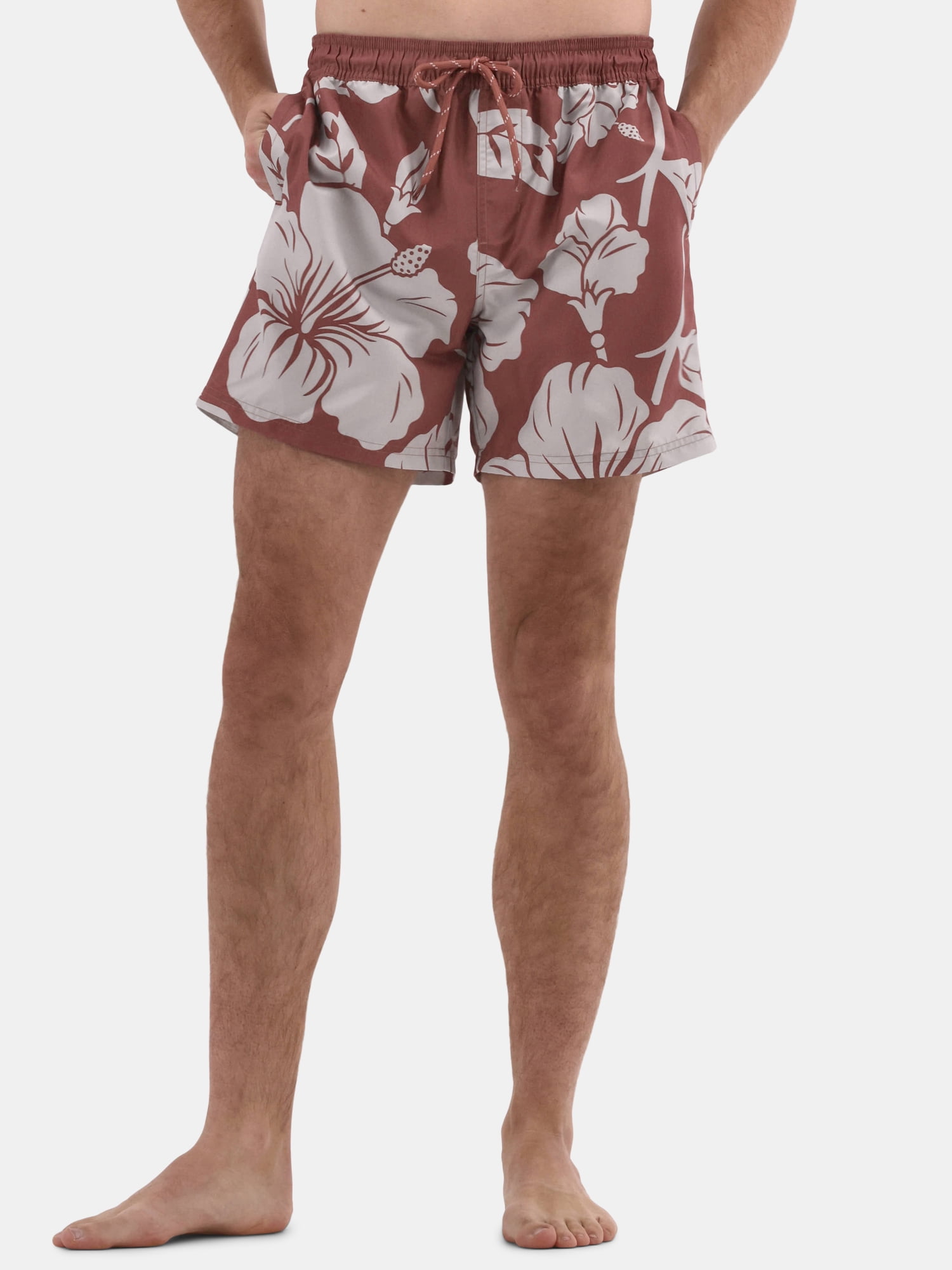 No Boundaries Men's & Big Men's Elastic Waist Swim Trunks, 6" Inseam ...