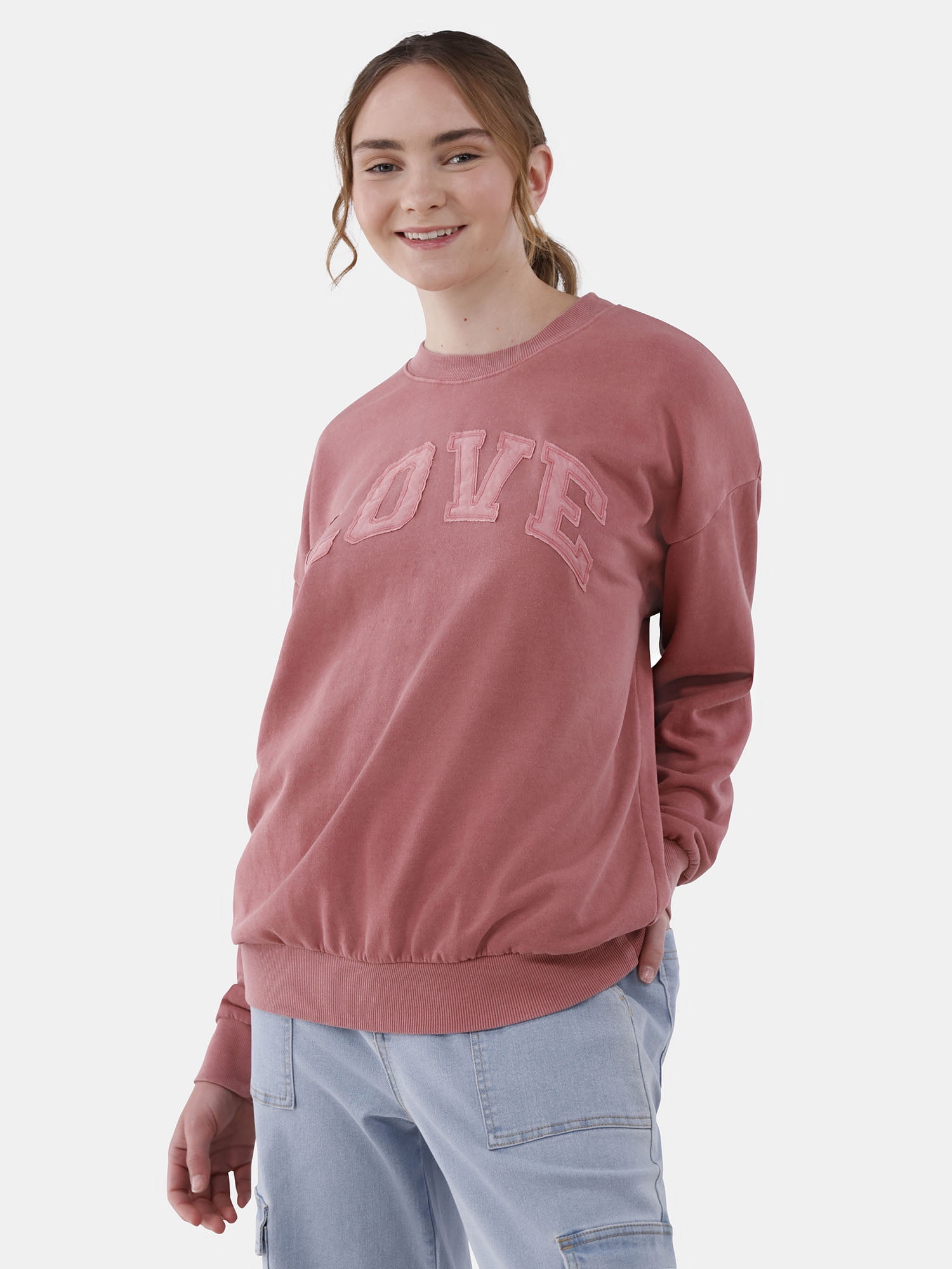 No Boundaries Embellished Sweatshirt with Long Sleeves, Women's ...