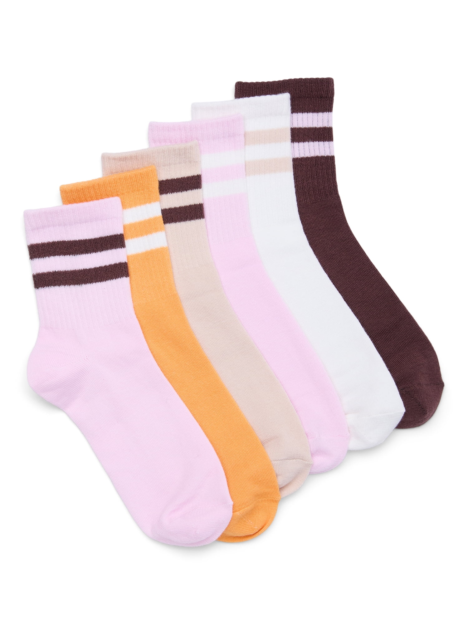 No Boundaries Ribbed Mid-Crew Socks, Women's 6-Pack, Assorted Colors ...
