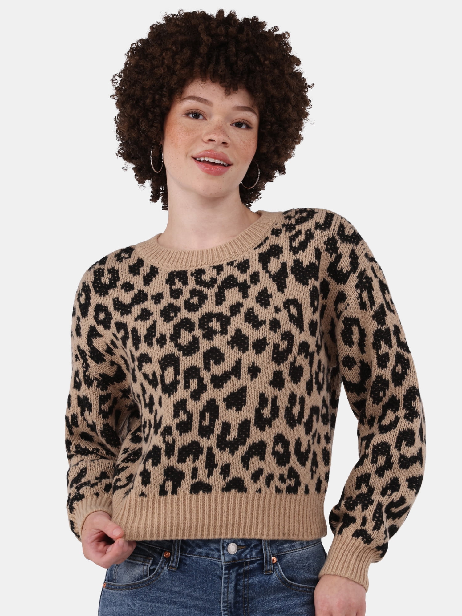 No Boundaries Women's Midweight Fashion Sweater, Birdseye Jacquard, XXS ...