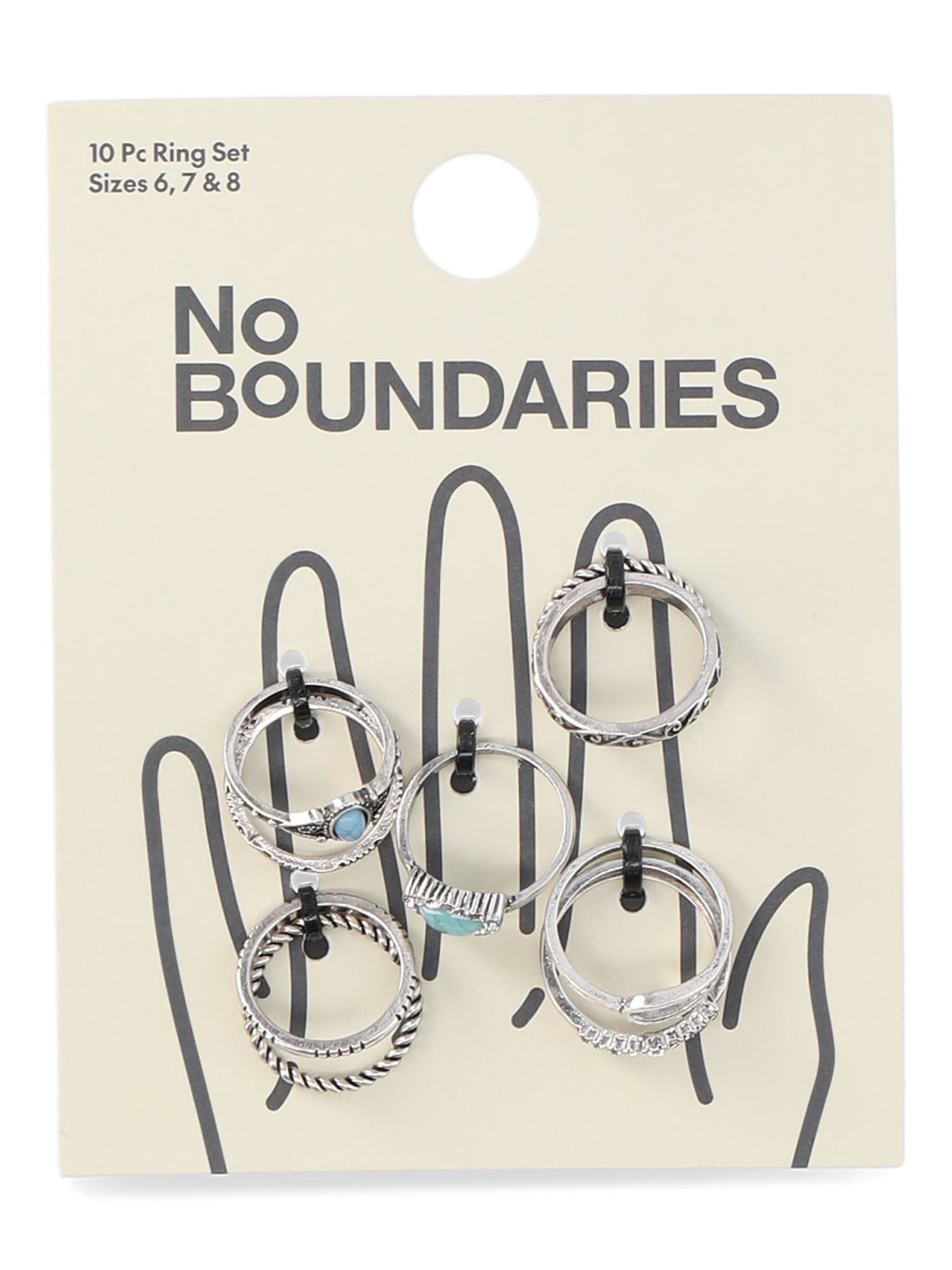No Boundaries Faux Turquoise Ring Set, 10-Piece, Women's - Walmart ...