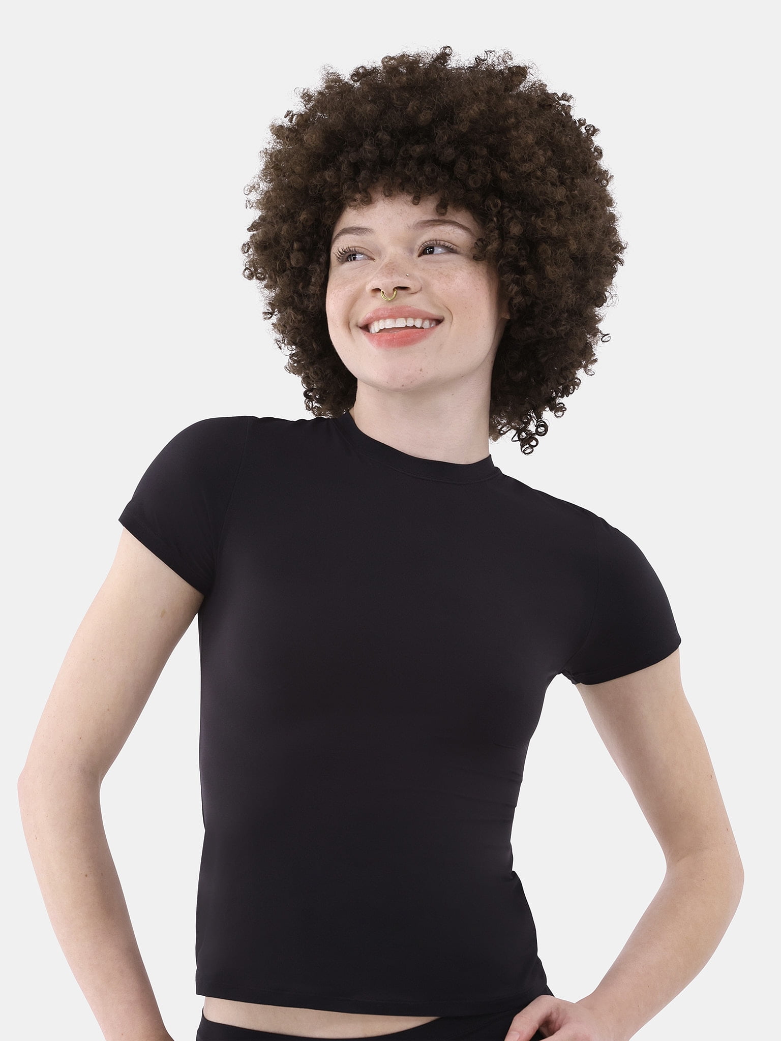 No Boundaries Women's Fitted Stretch T Shirt, Short Sleeve, All-Way ...