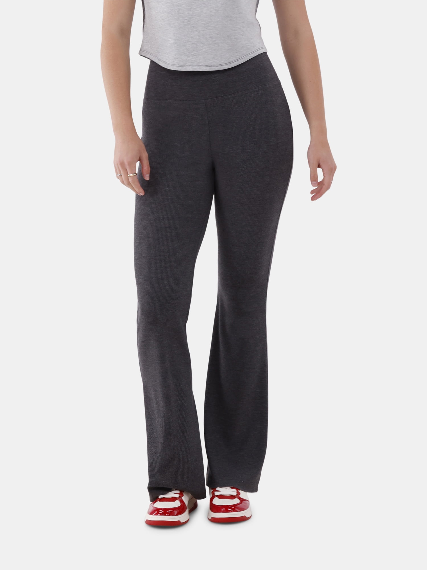 No Boundaries Flare Pants with Foldover Waist, 33" Inseam, Women's ...