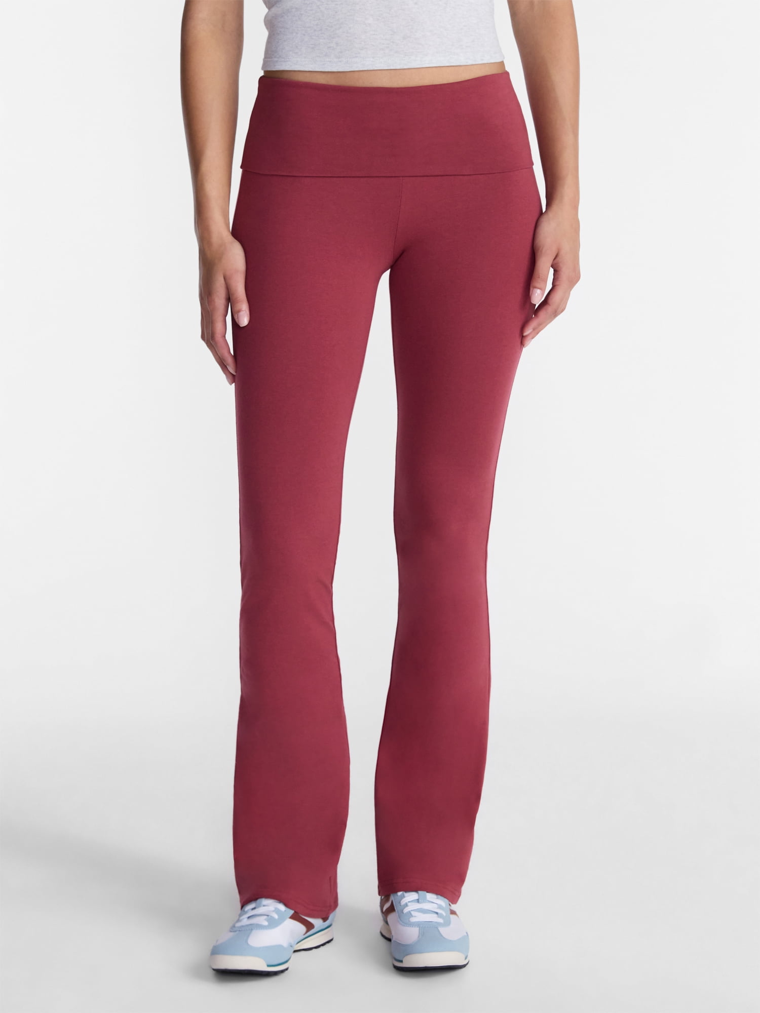 No Boundaries Flare Pants with Foldover Waistband, 32'' Inseam, Women's ...
