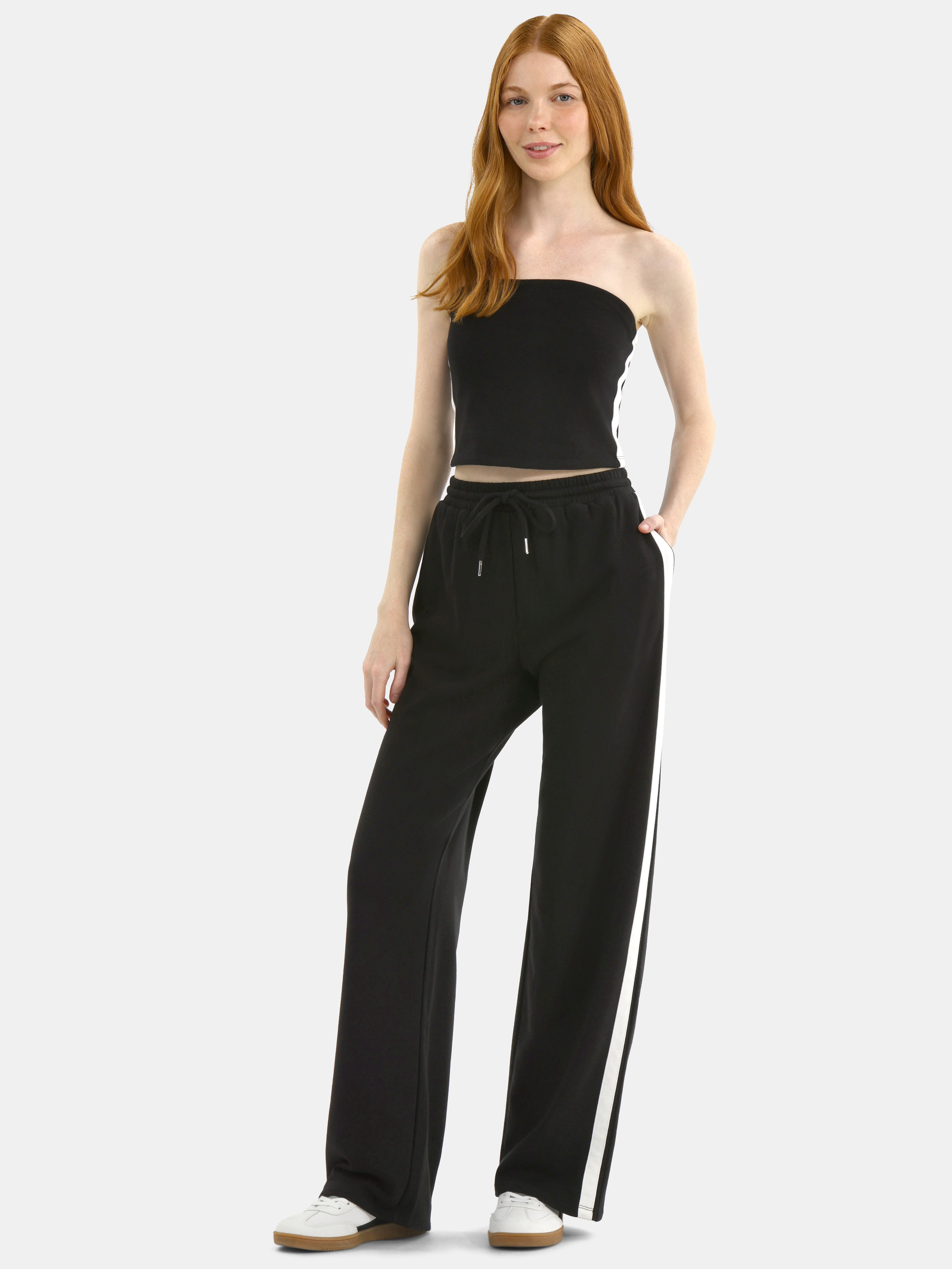 No Boundaries French Terry Tube Top and Pants Set, 2-Piece, Women's ...