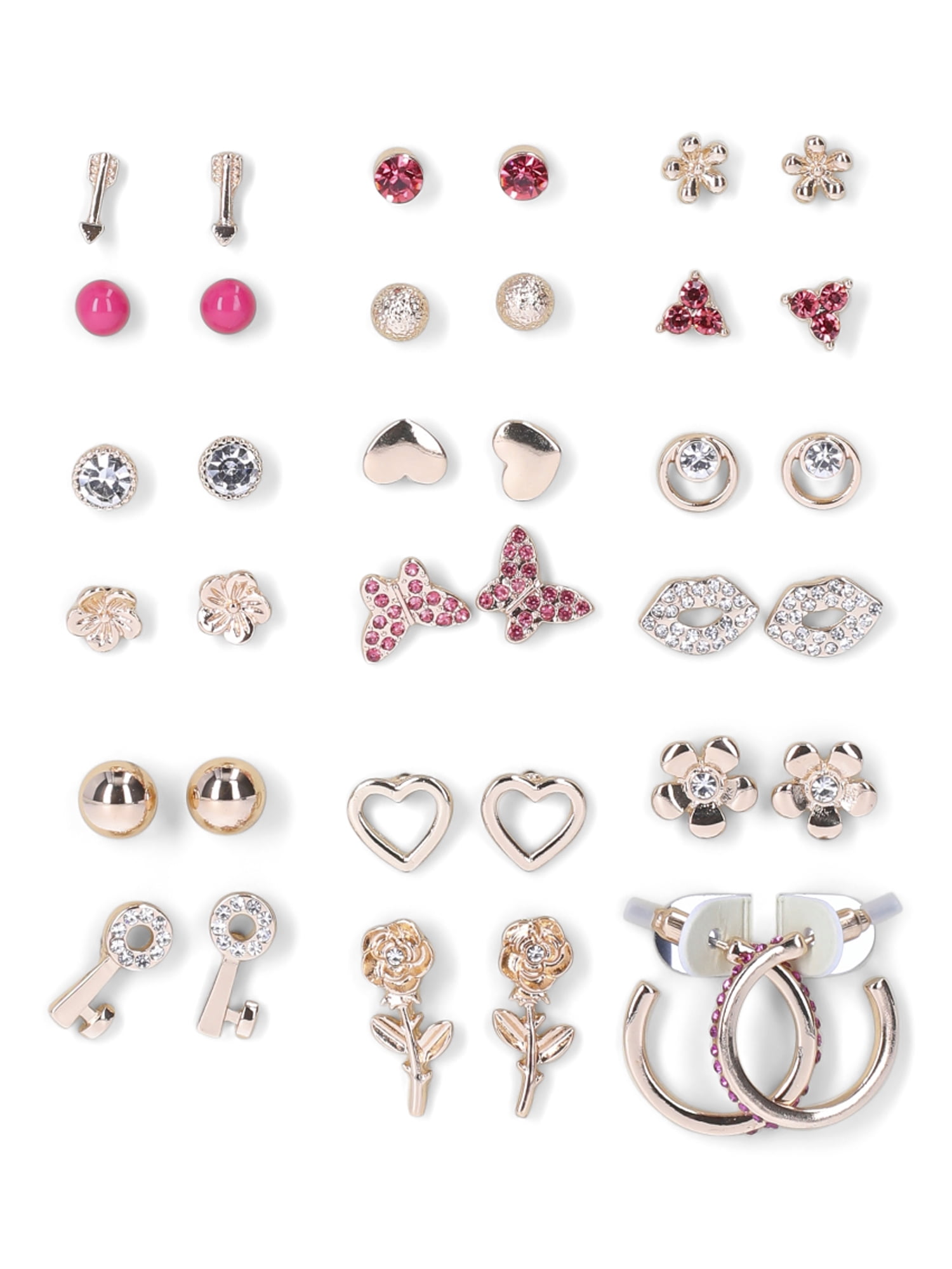 No Boundaries Gold Plated Icon Earrings, 18 Pack, Women’s - Walmart.com