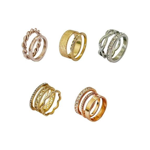 No Boundaries Gold and Silver Stacking Ring Sets, 12 Pack - Walmart.com
