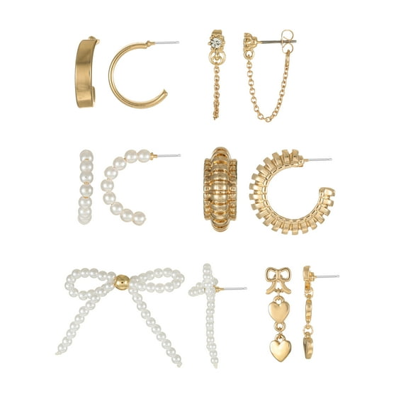 No Boundaries Gold-Tone Multi Earrings Set with Studs, Mini Hoops and ...