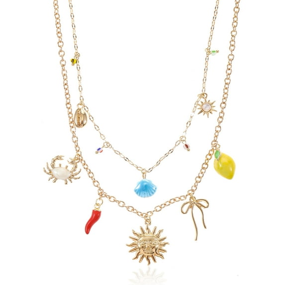 No Boundaries Goldtone Necklace Set, Beachy Charms, 2 Pieces - Walmart.com