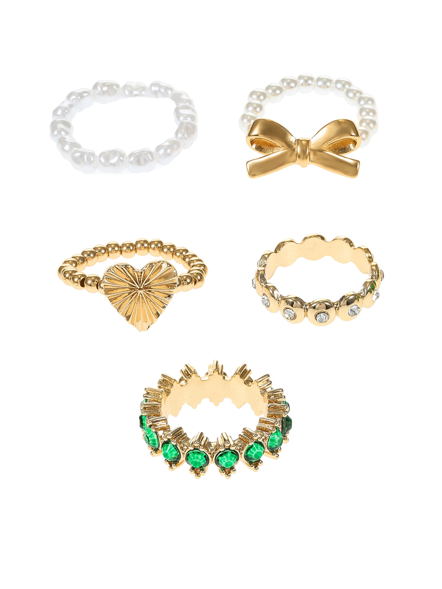 No Boundaries Gold-Tone Stretch Rings Set, 5-Pieces, Women’s - Walmart.com
